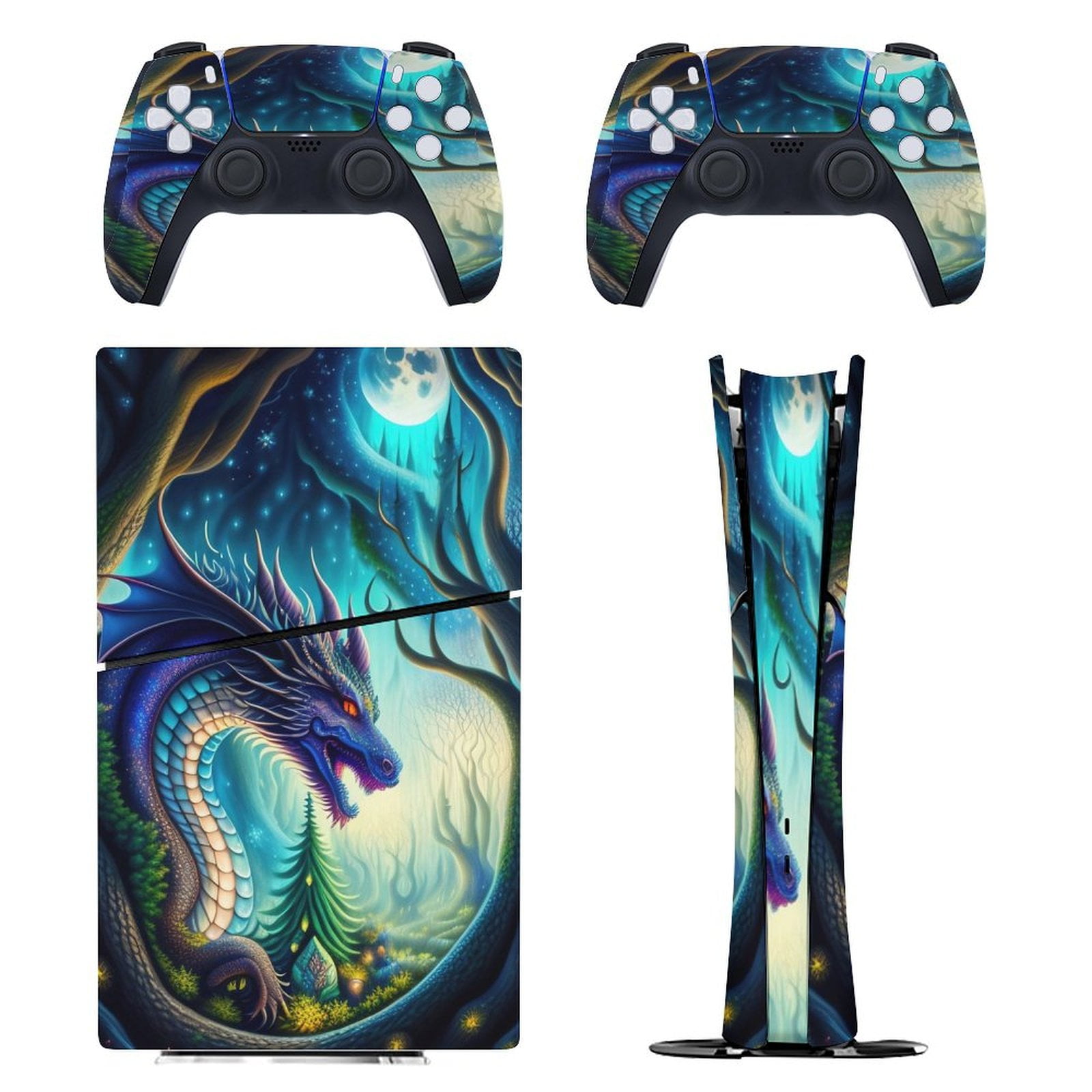 Dragon, Blue, Forest PS5/PS5 Slim Digital Disc Skin Sticker For Console ...