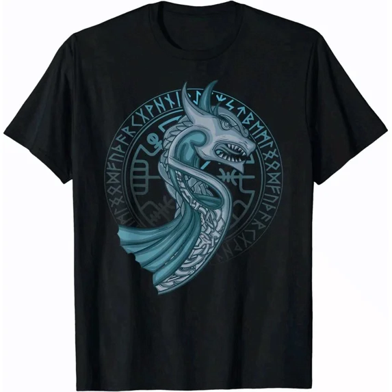 Dragon Boat Runes Circle Norse Compass Viking Fan T-shirt - Walmart.com