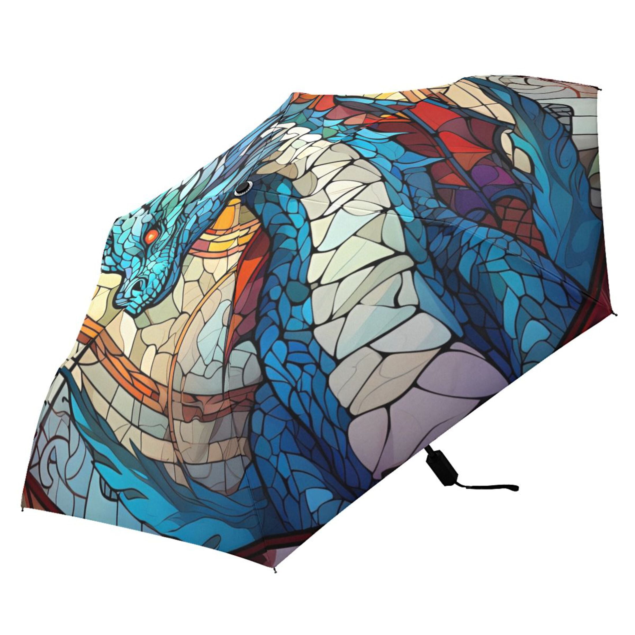Dragon Bohomia Compact Folding Umbrella for Rain Windproof Travel ...