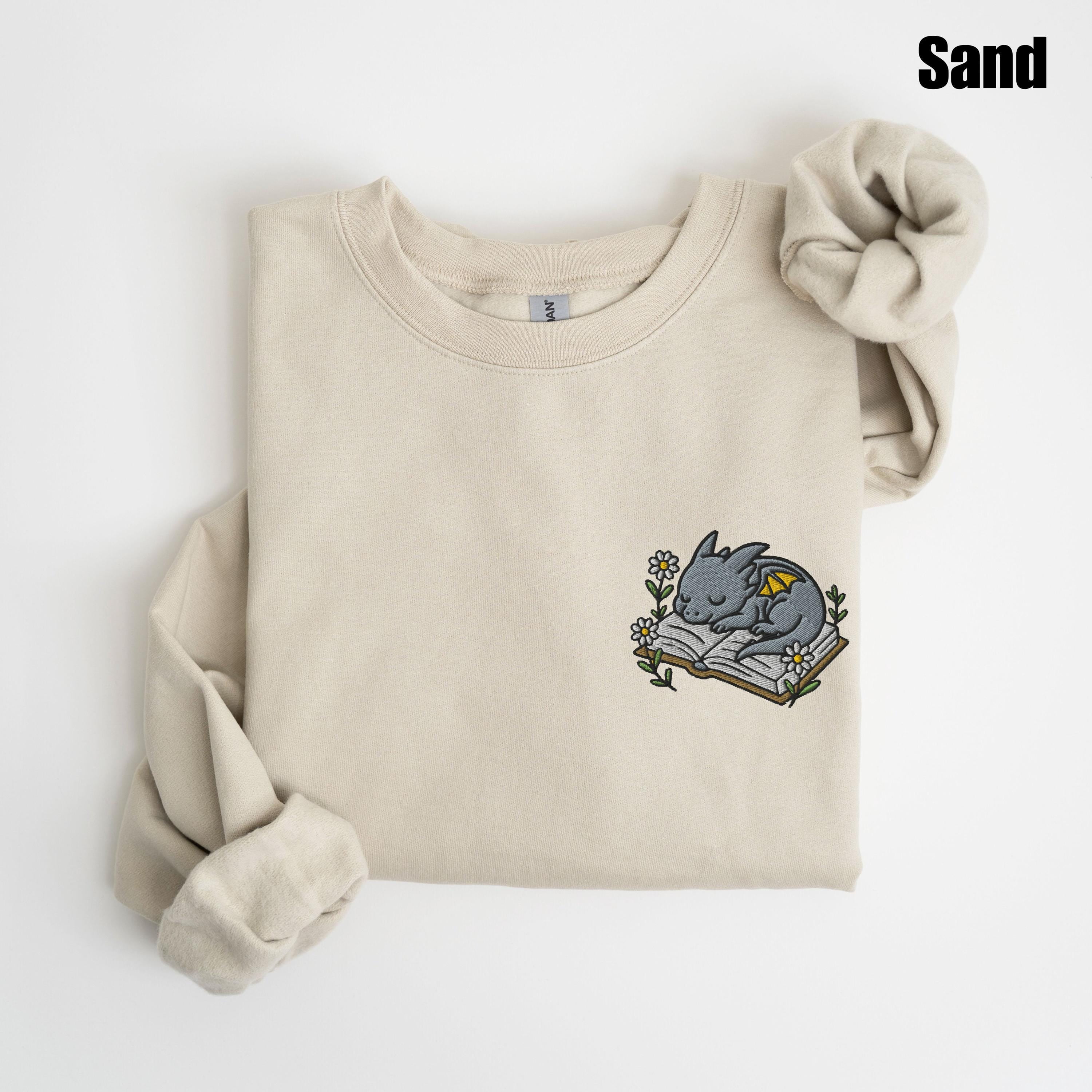 Dragon Book Embroidered Sweatshirt, Fantasy Book Lover Gift, Cozy ...