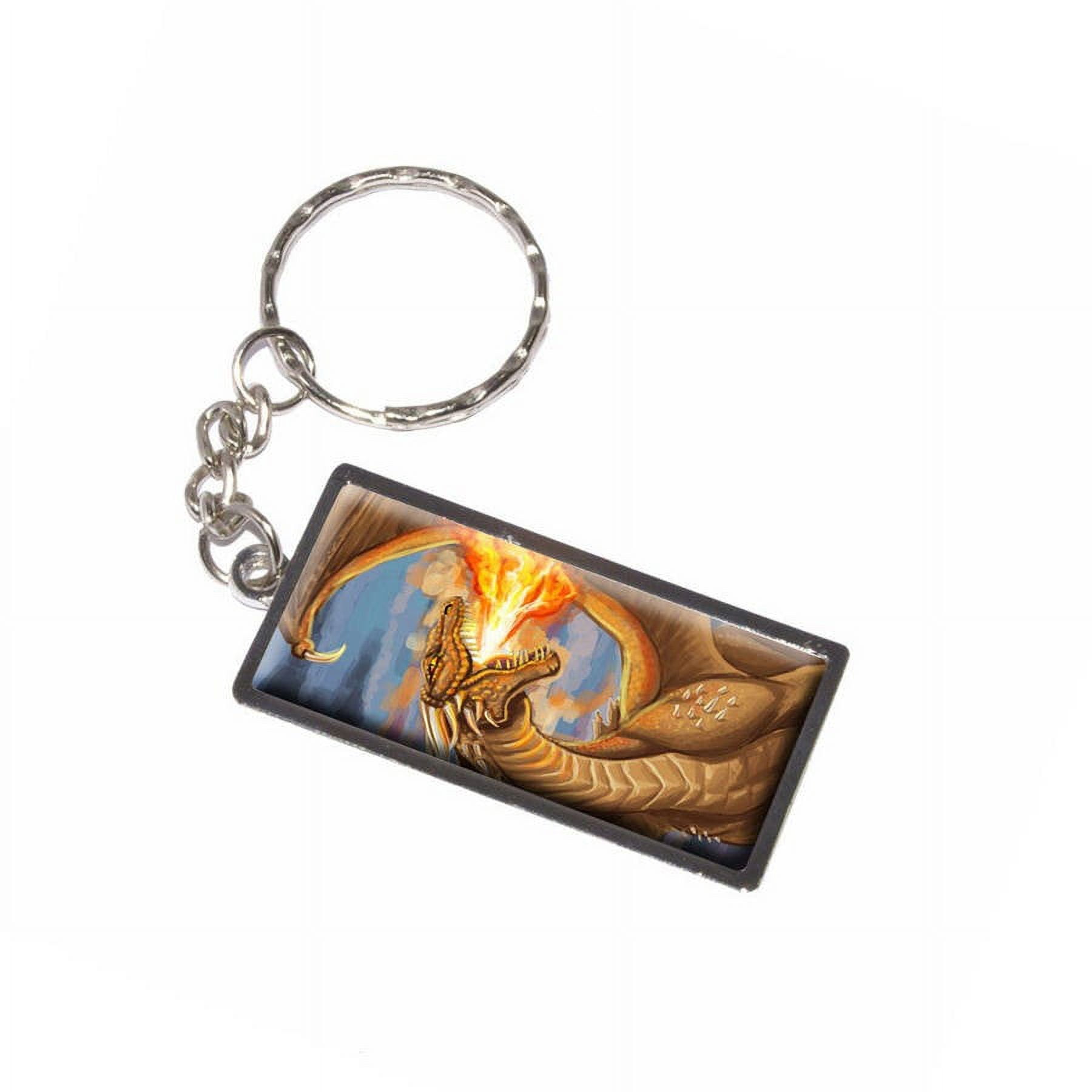 Dragon Breathing Fire Fantasy Medieval Keychain Key Chain Ring ...