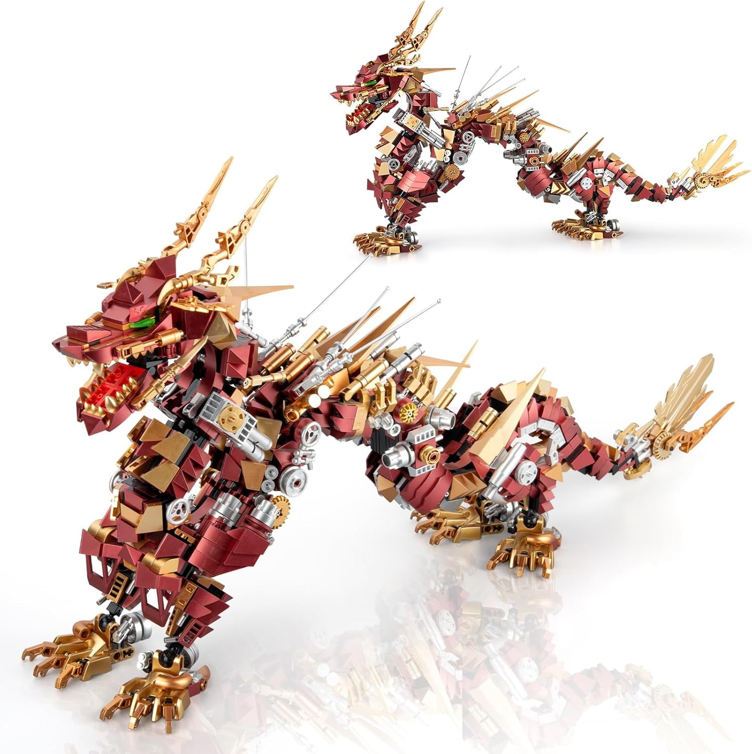 Dragon Building Blocks Sets for Adults, Red Mechanical Dragon Animal ...
