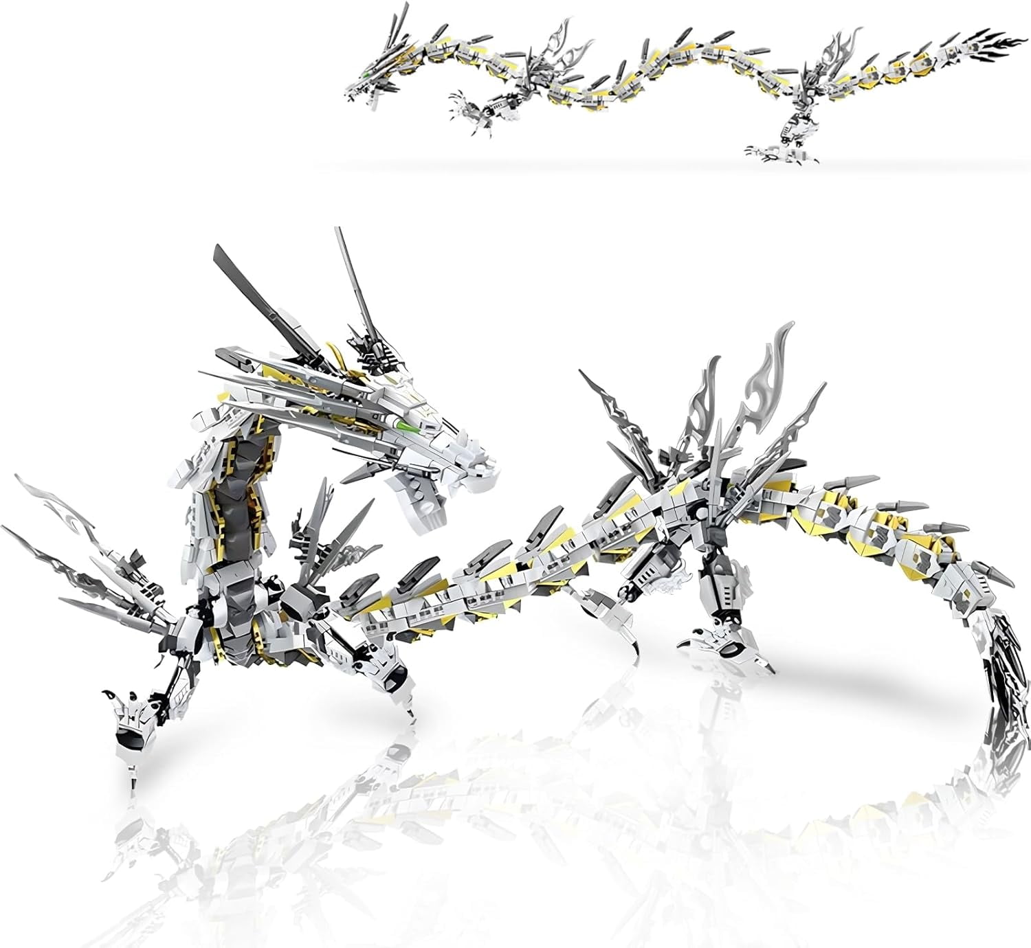 Dragon Building Blocks Sets for Adults, White Mechanical Dragon Animal ...