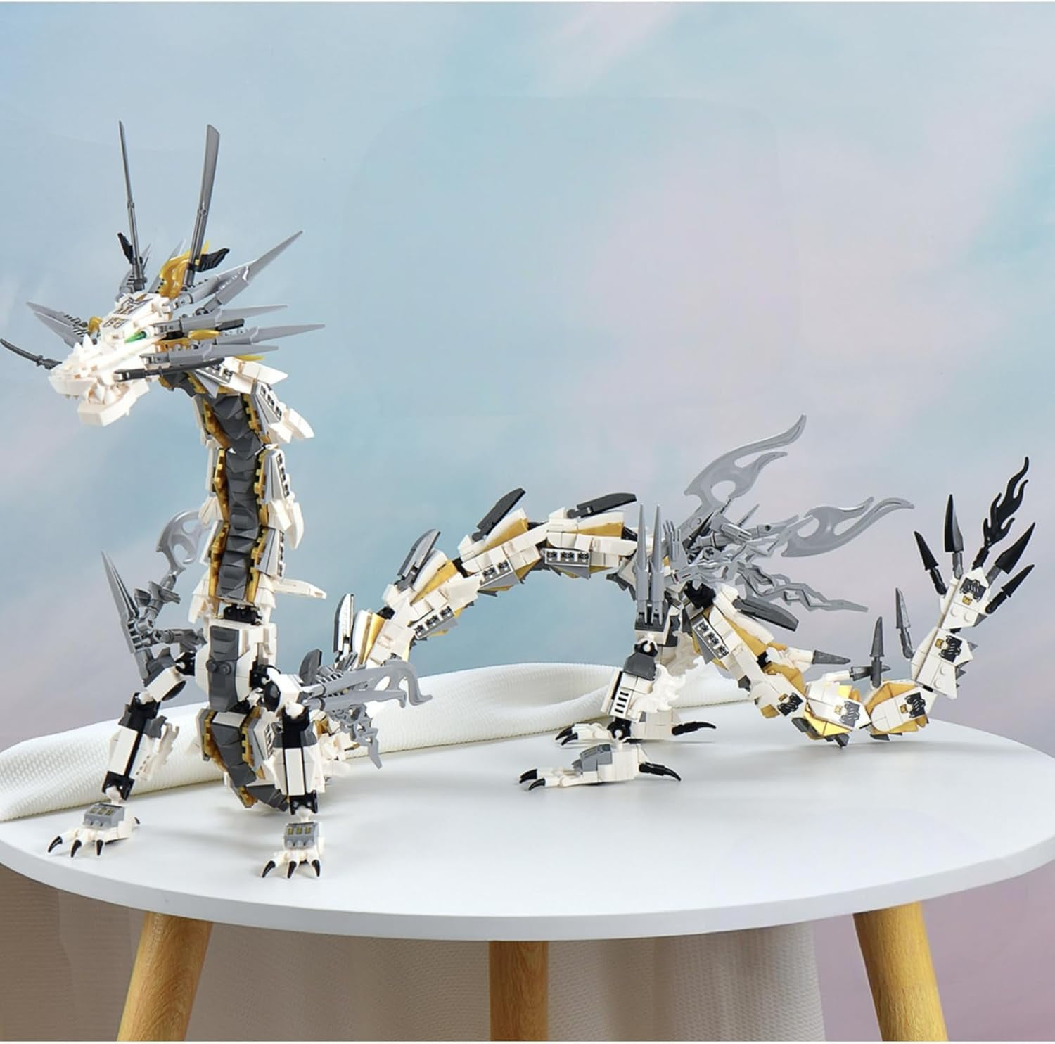 Dragon Building Blocks Sets for Adults, White Mechanical Dragon Animal ...