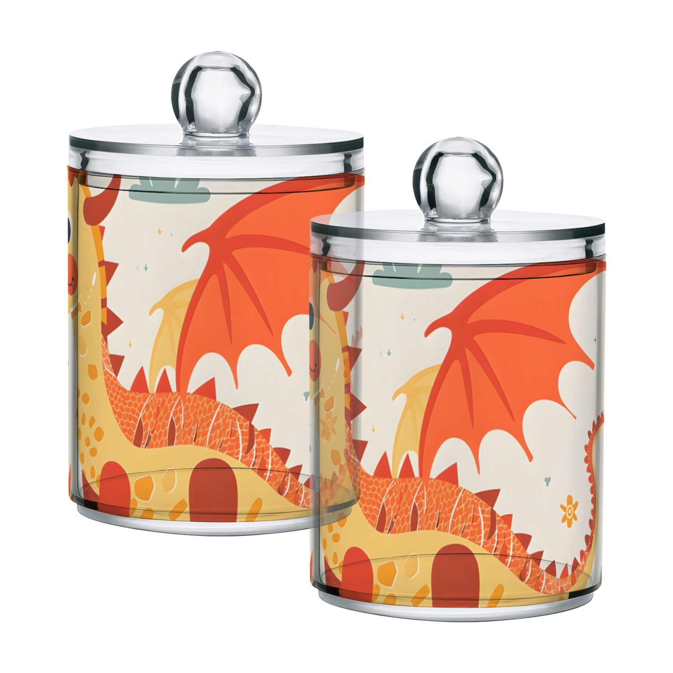 Dragon Cartoon Style Translucent Plastic Cans Storage Canisters with ...