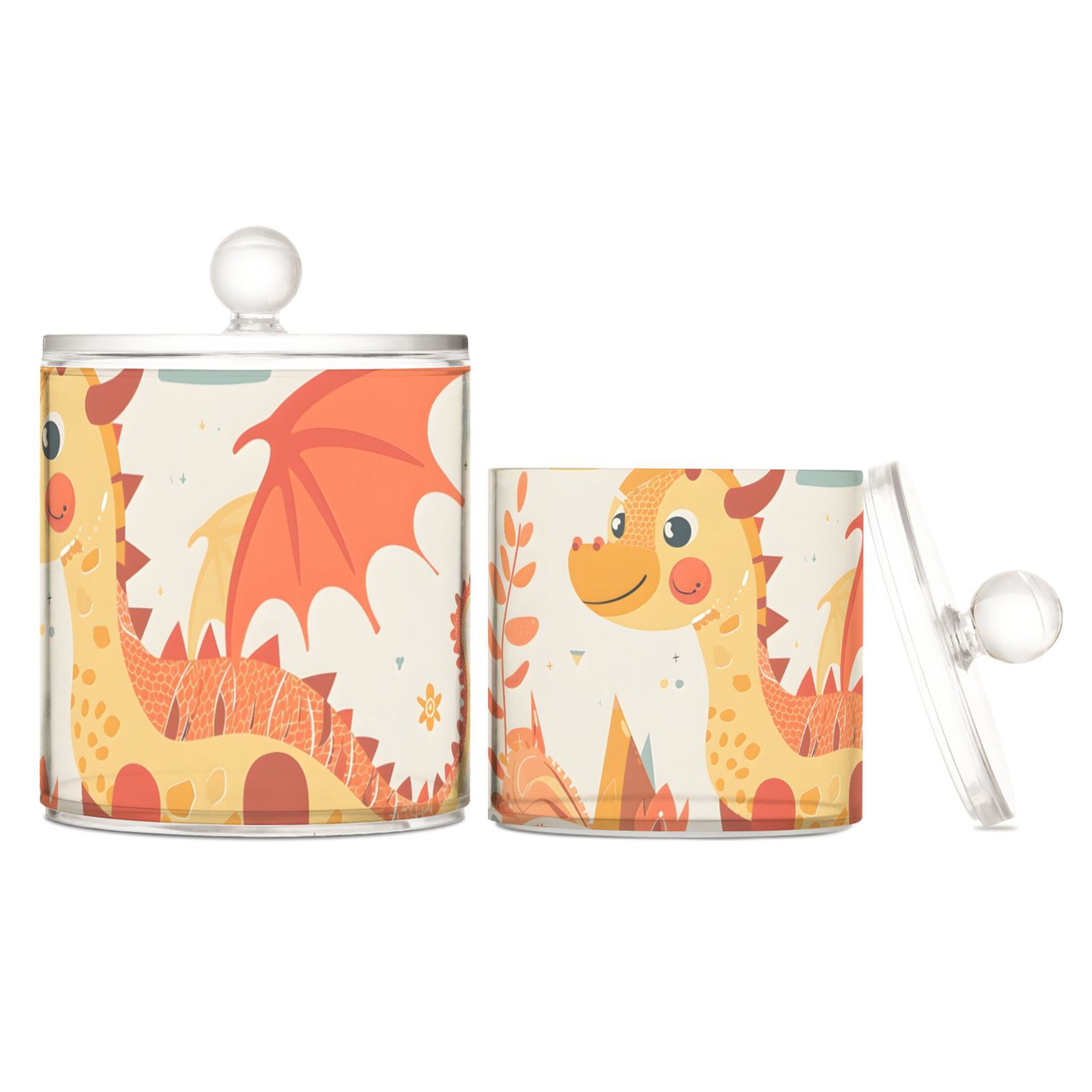 Dragon Cartoon Style Translucent Plastic Cans Storage Canisters with ...