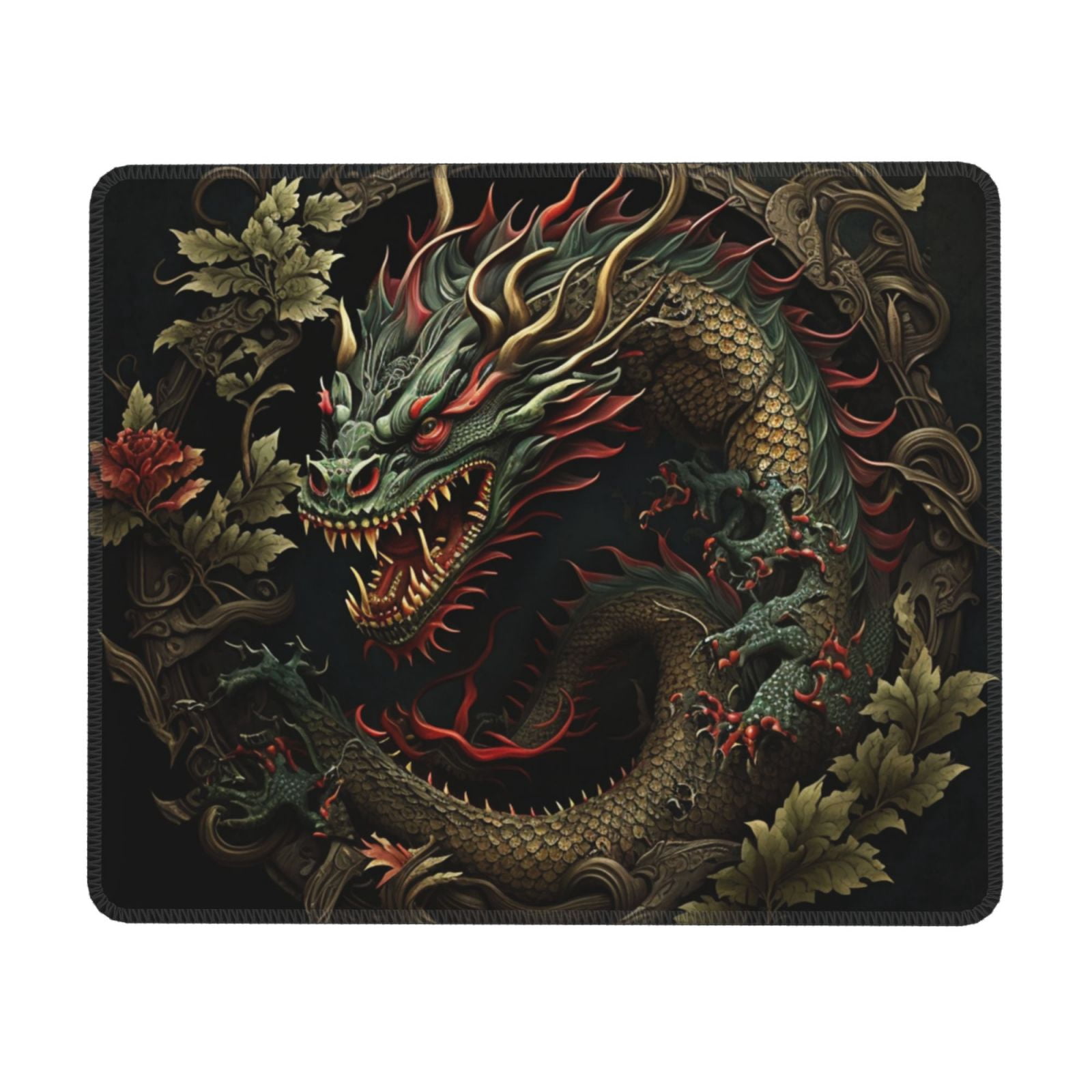 Dragon Chinese Style Chinoiserie Art Cool Mouse Pad Non-Slip Rubber ...