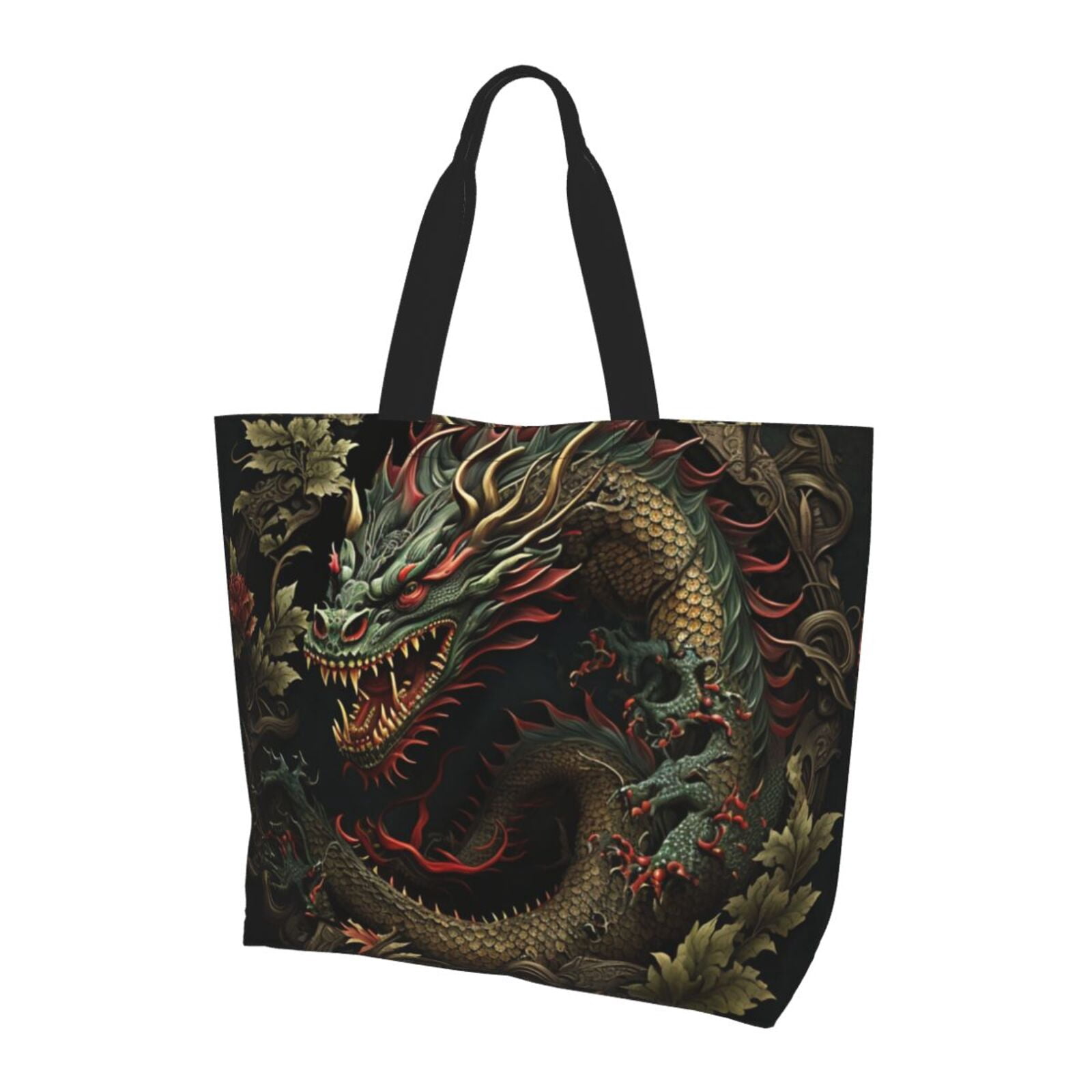 Dragon Chinese Style Chinoiserie Art Cool Women Reusable Bag Large ...