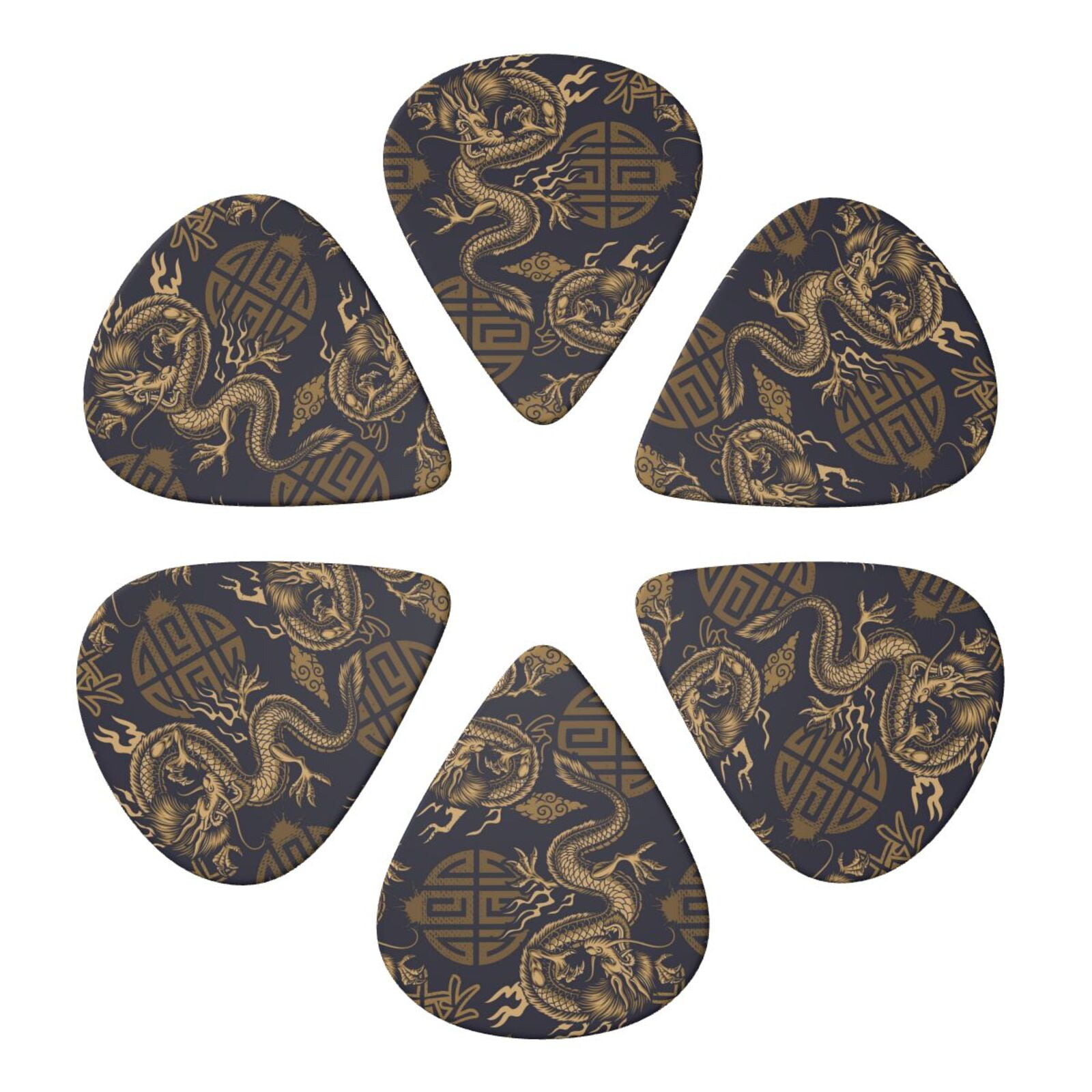 Dragon Chinese Style Chinoiserie Guitar Pick 6 Pack for Bass Acoustic ...