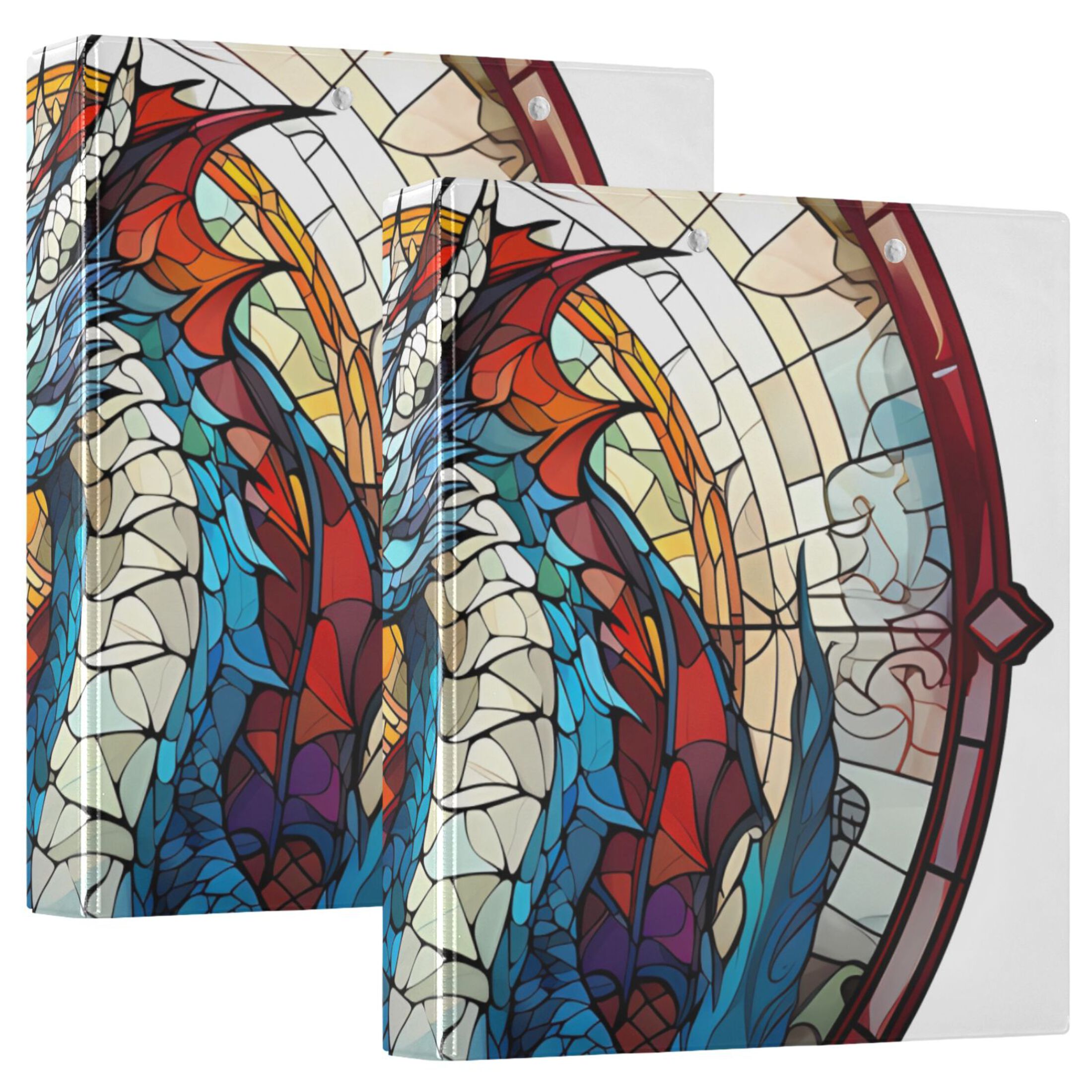 Dragon Church Window 3 Ring Binders 1.5 inch Hardcover File Folders ...