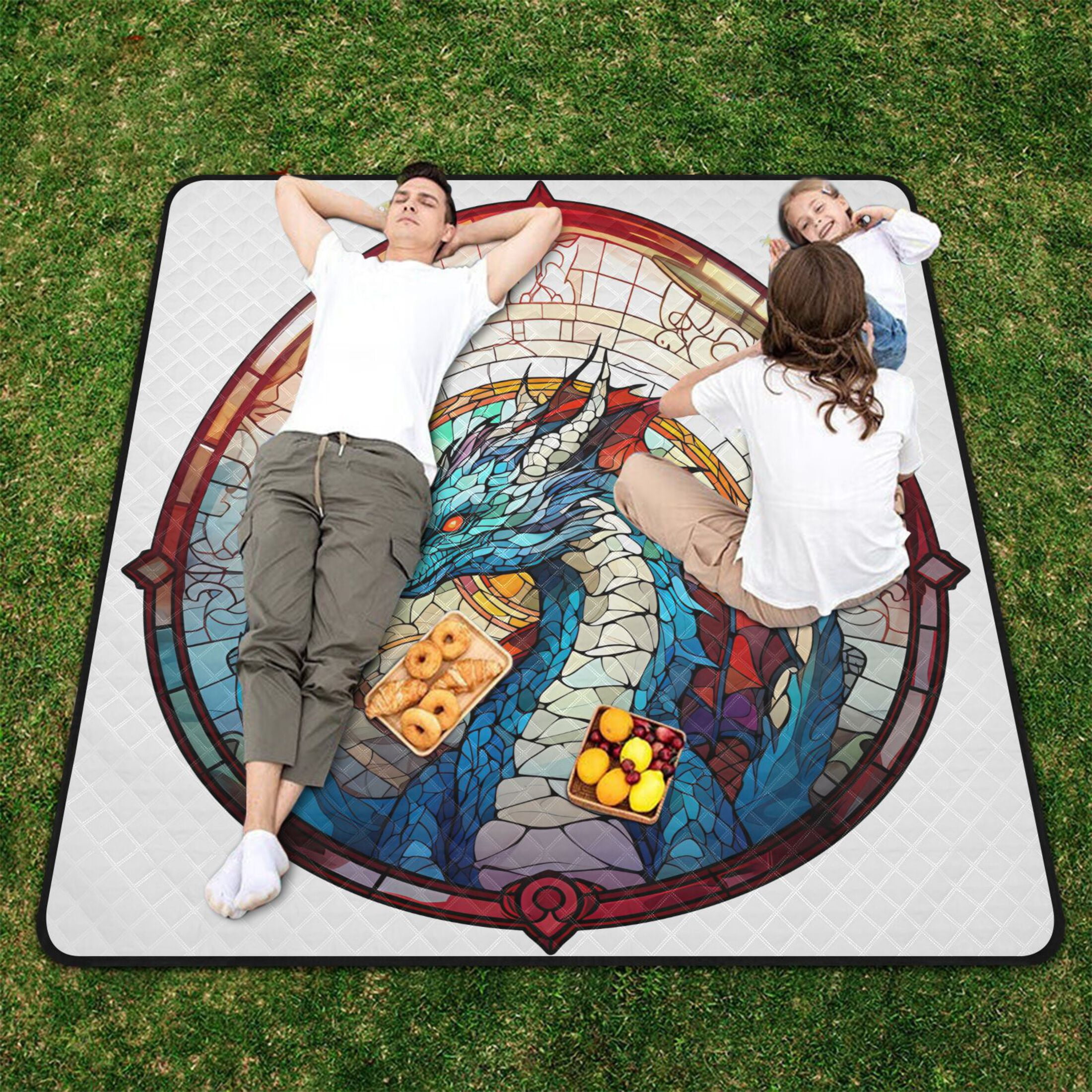 Dragon Church Window Beach Blanket Outdoor Picnic Blanket 78"x 78 ...