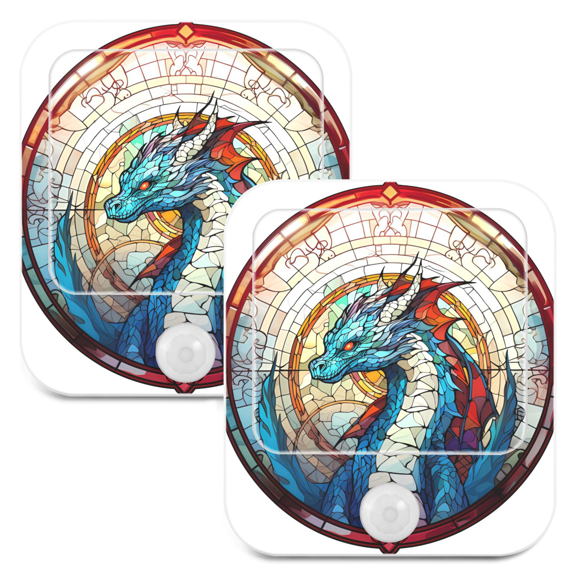 Dragon Church Window Night Lights Plug into Wall LED with Auto Light ...