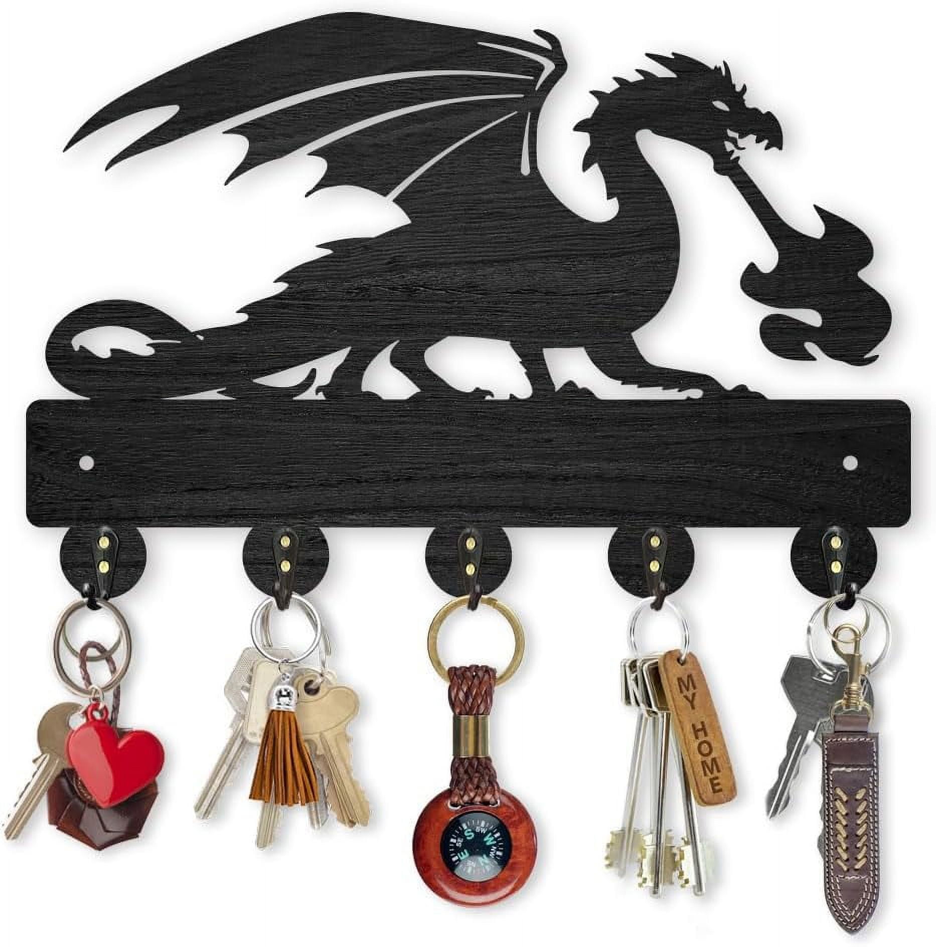 Dragon Coat Rack Wall Mount Wood Fire Dragon Key Holder for Wall 11.8×7 ...