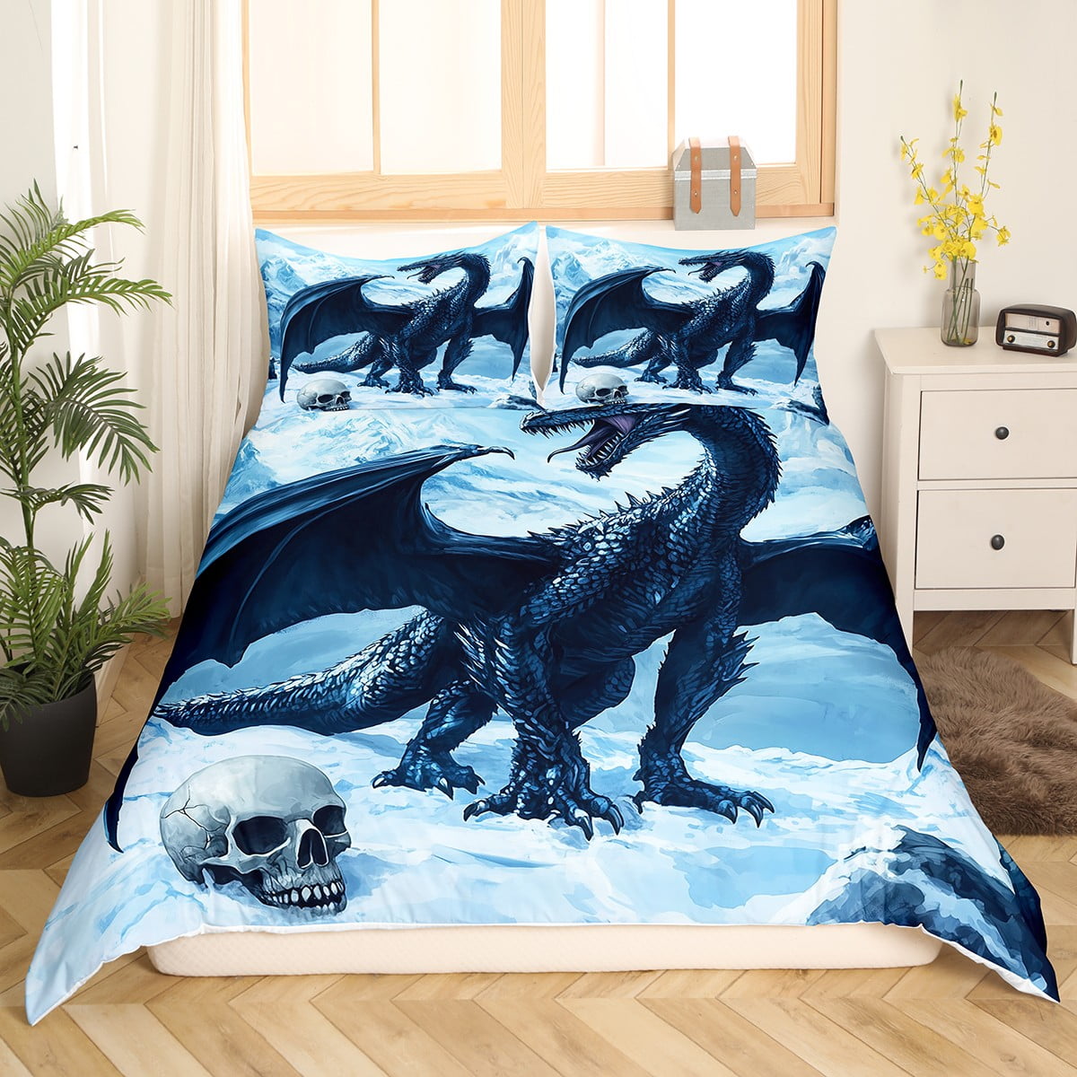 Dragon Comforter Cover Magical Dragon Duvet Cover,Gothic Skull ...