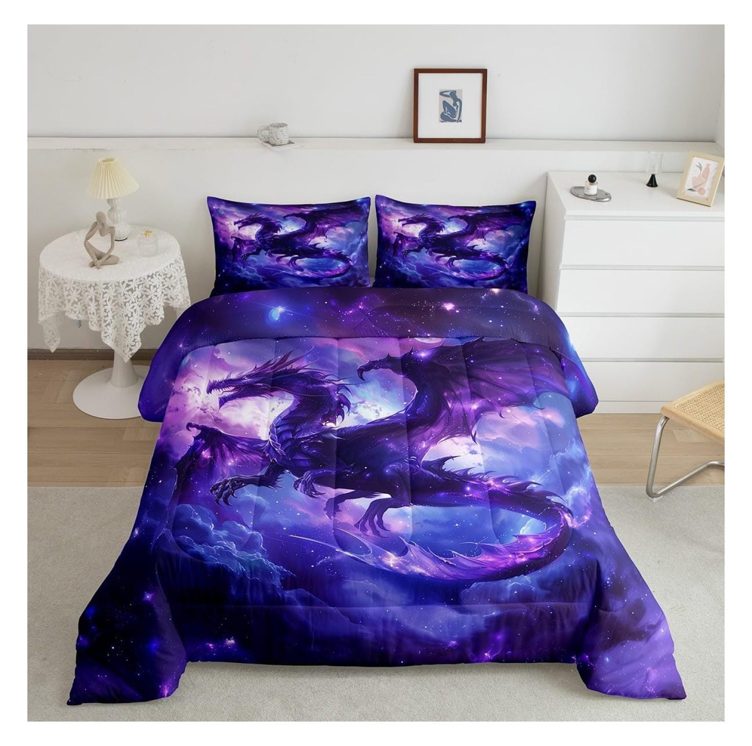 Dragon Comforter Set King Size,Magical Animals Bedding Set 3Pcs,Kids ...