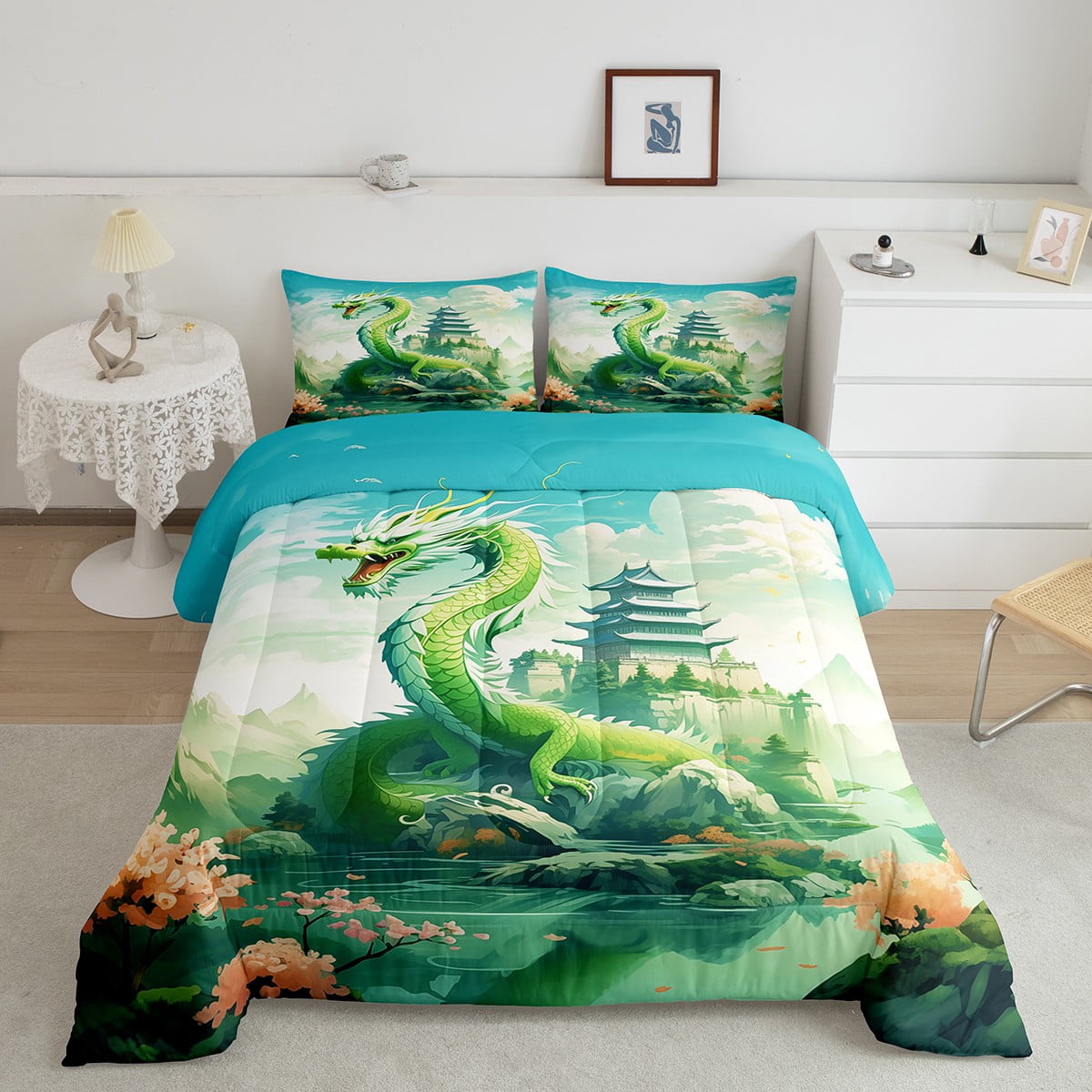 Dragon Comforter Set Mythical Animals Quilt Bed Set,Magical King ...
