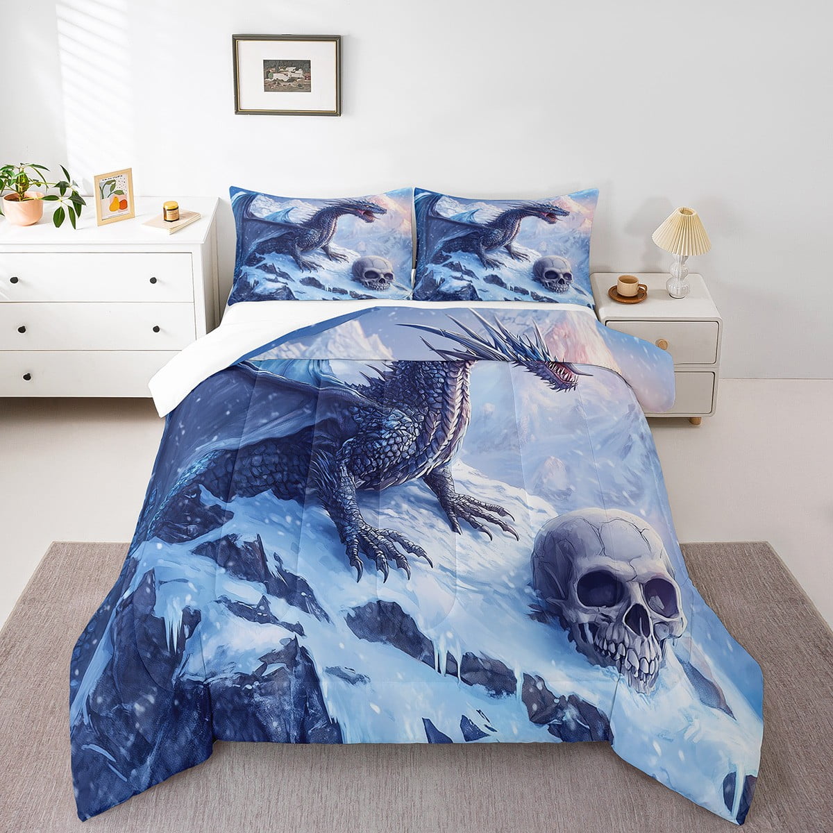 Dragon Comforter Set Snow Mountain Skull Down Comforter,Sketleton Stone ...