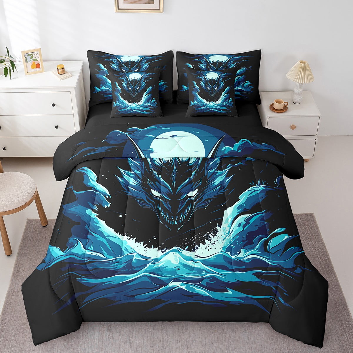 Dragon Comforter Sets King Size 7 Pcs,3D Print Dragon Bedding Set ...