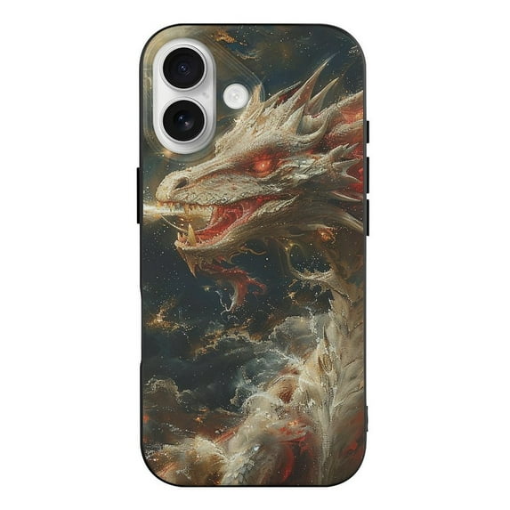 Dragon Cool Fire Red White Art Phone Case Compatible with iPhone 17 TPU ...