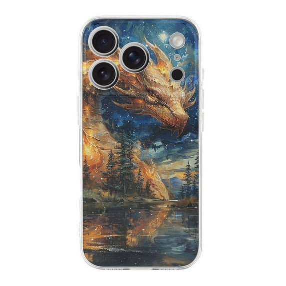 Dragon Cool Fire Sky Art Transparent TPU Case for iPhone 17 Pro Slim ...