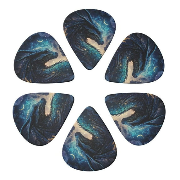 Dragon Cool Starry Sky Moon Guitar Pick 6 Pack for Bass Acoustic ...