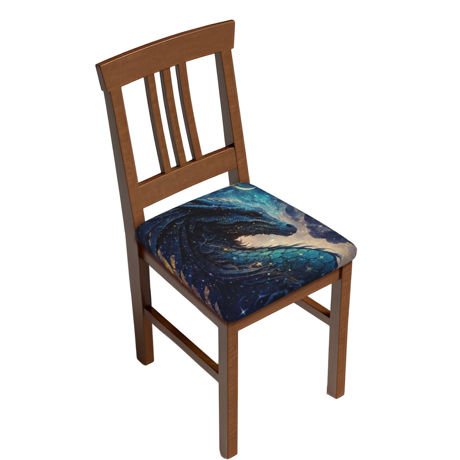 Dragon Cool Starry Sky Moon Square Chair Seat Cushion Cover Two Pieces ...