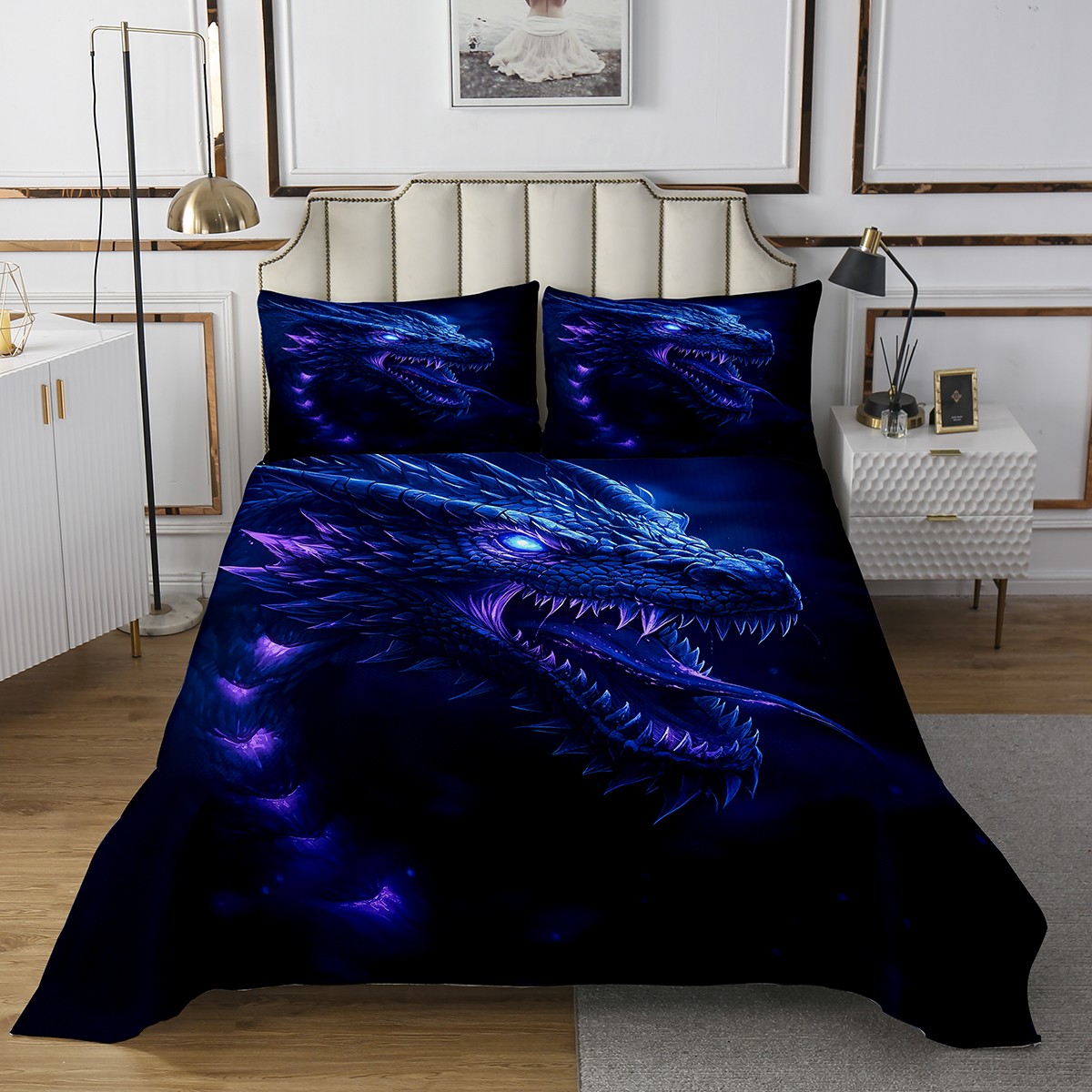 Dragon Coverlet Set Man Teens Purple Dragon Quilt Set Twin,Magic ...