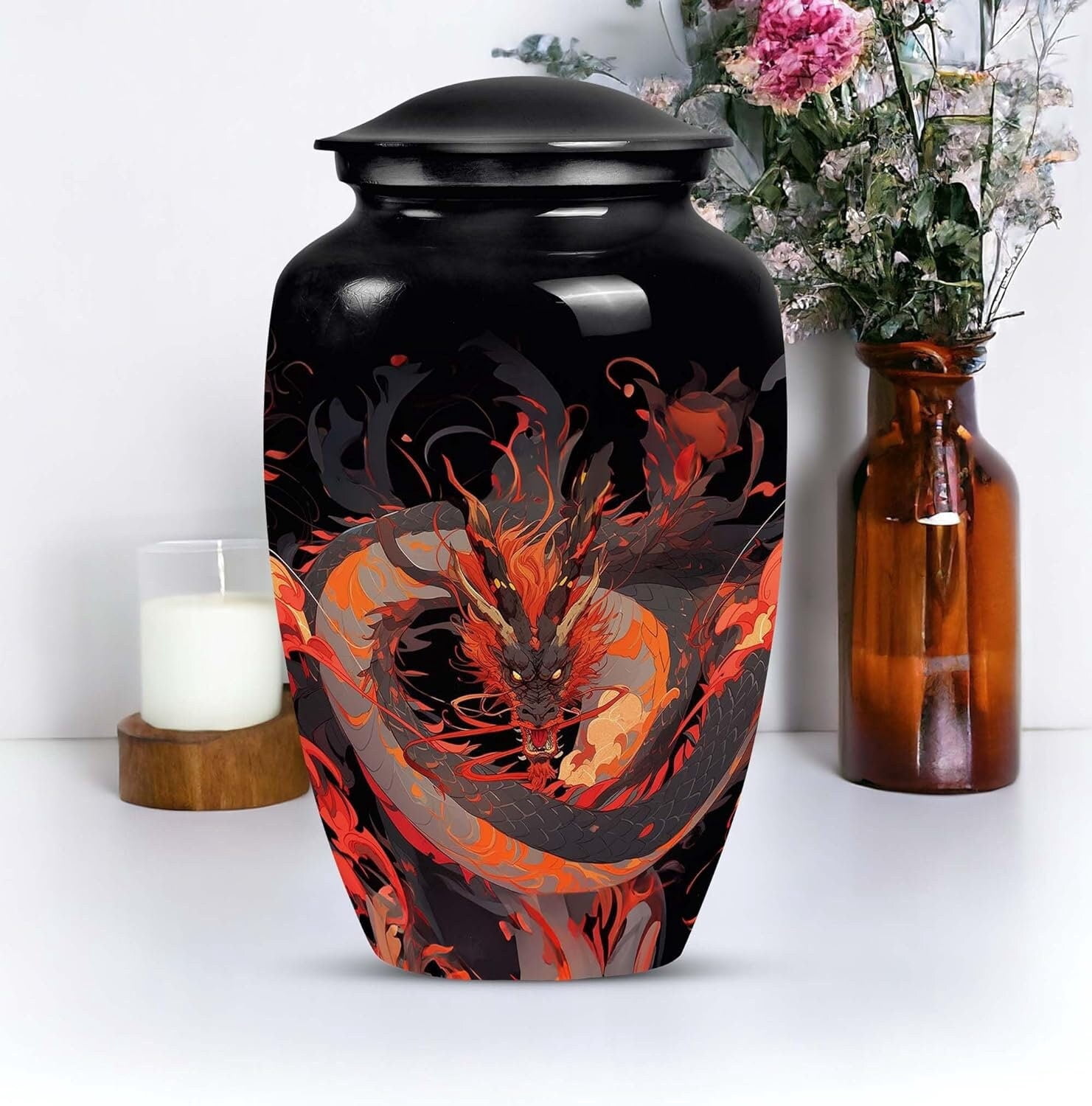 Dragon Cremation Urn for Human Ashes - Artistic Large Aluminum Urn for ...