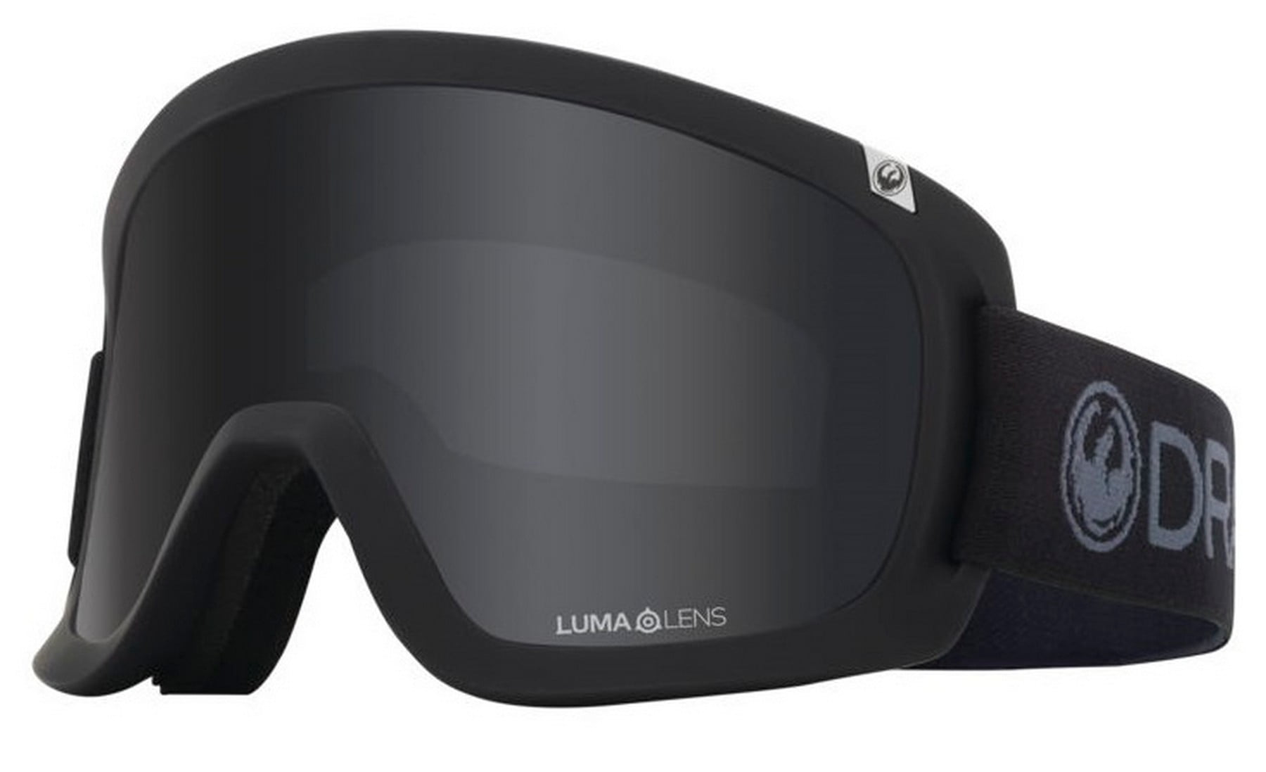 Dragon D1 OTG Snow Goggles Blackout w/Dark Smoke and Amber Lumalens ...