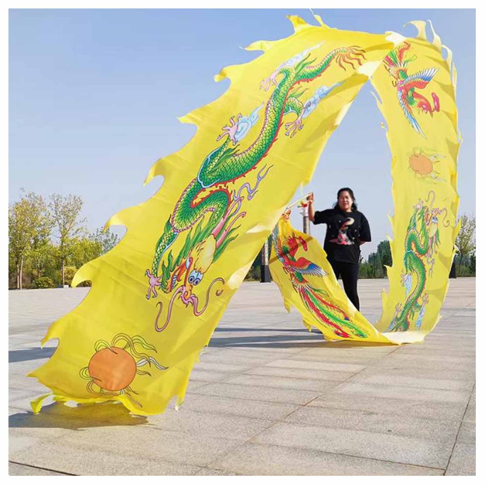 Dragon Dance Ribbon Set for Beginner, with Dragon Head,Outdoor Fitness ...