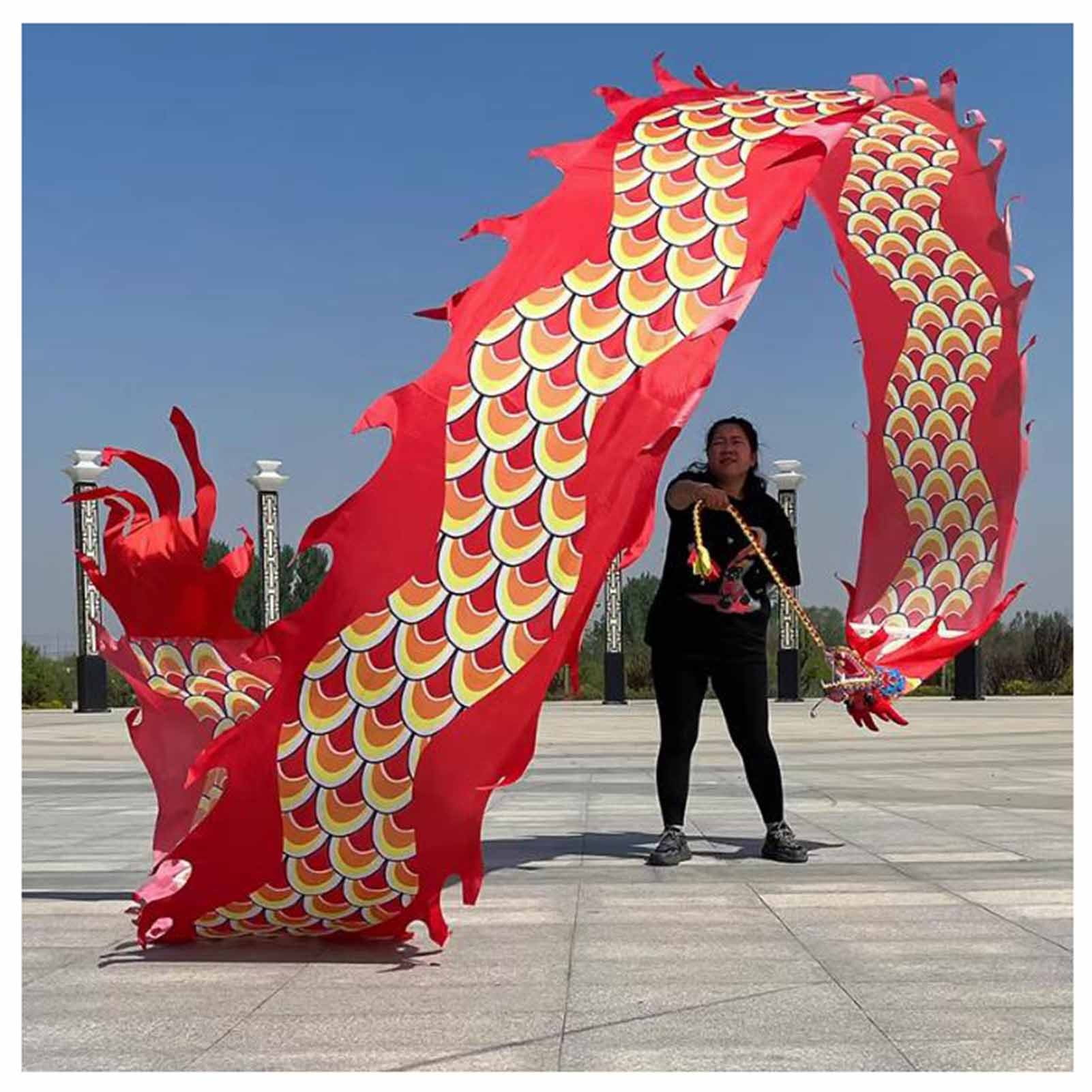 Dragon Dance Ribbon with Scale & Head, Flinging Dragon Streamer Outdoor ...