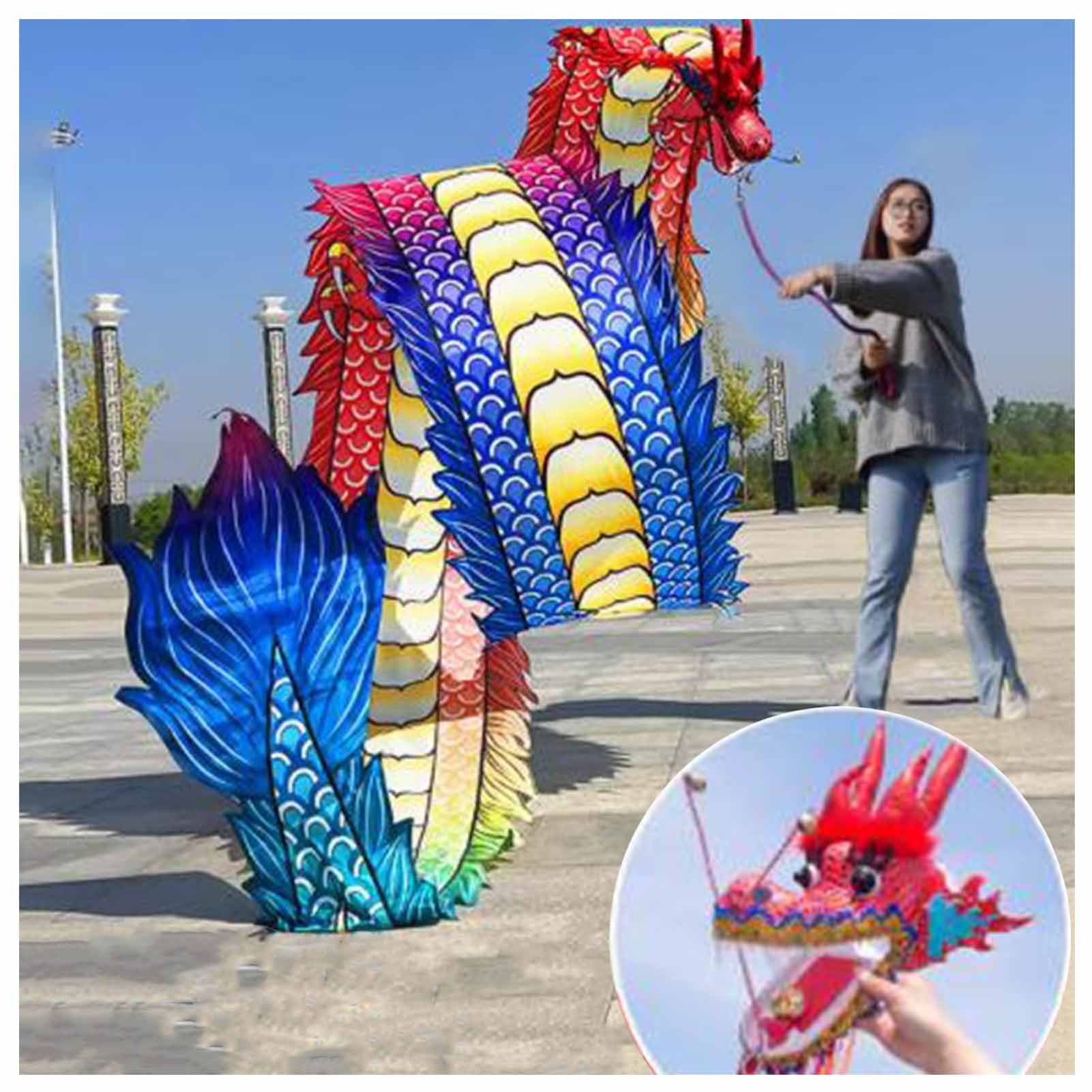 Dragon Dance Ribbons Flowy Rainbow Satin, Colorful Dragon Shaped ...