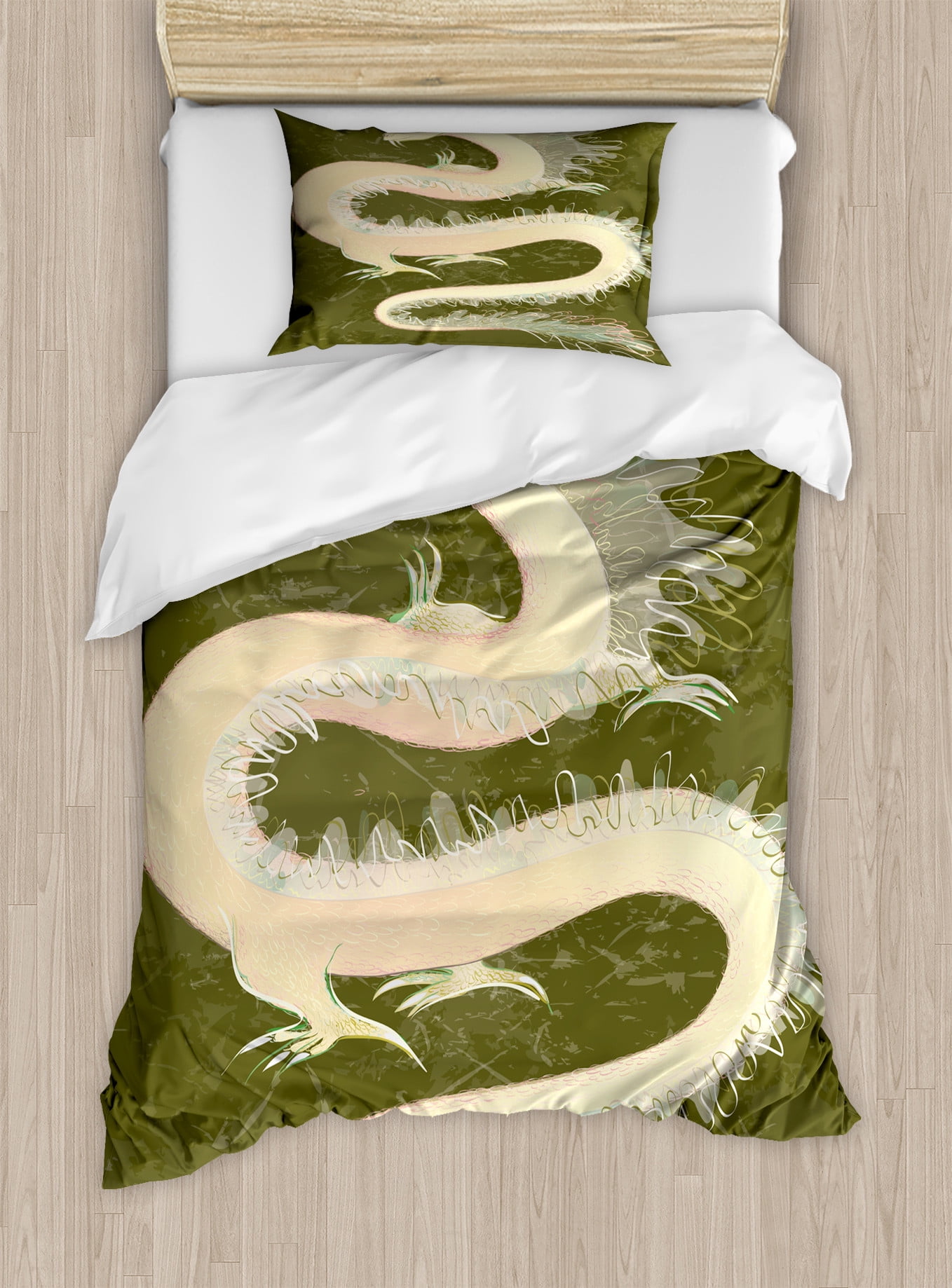 Dragon Duvet Cover Set, Chinese Reptile Dragon Eastern Culture Medieval ...