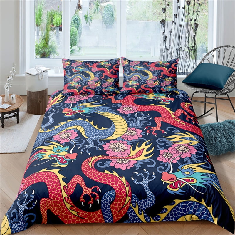 Dragon Duvet Cover Soft Exotic Animal Bedding Set Microfiber Asian ...