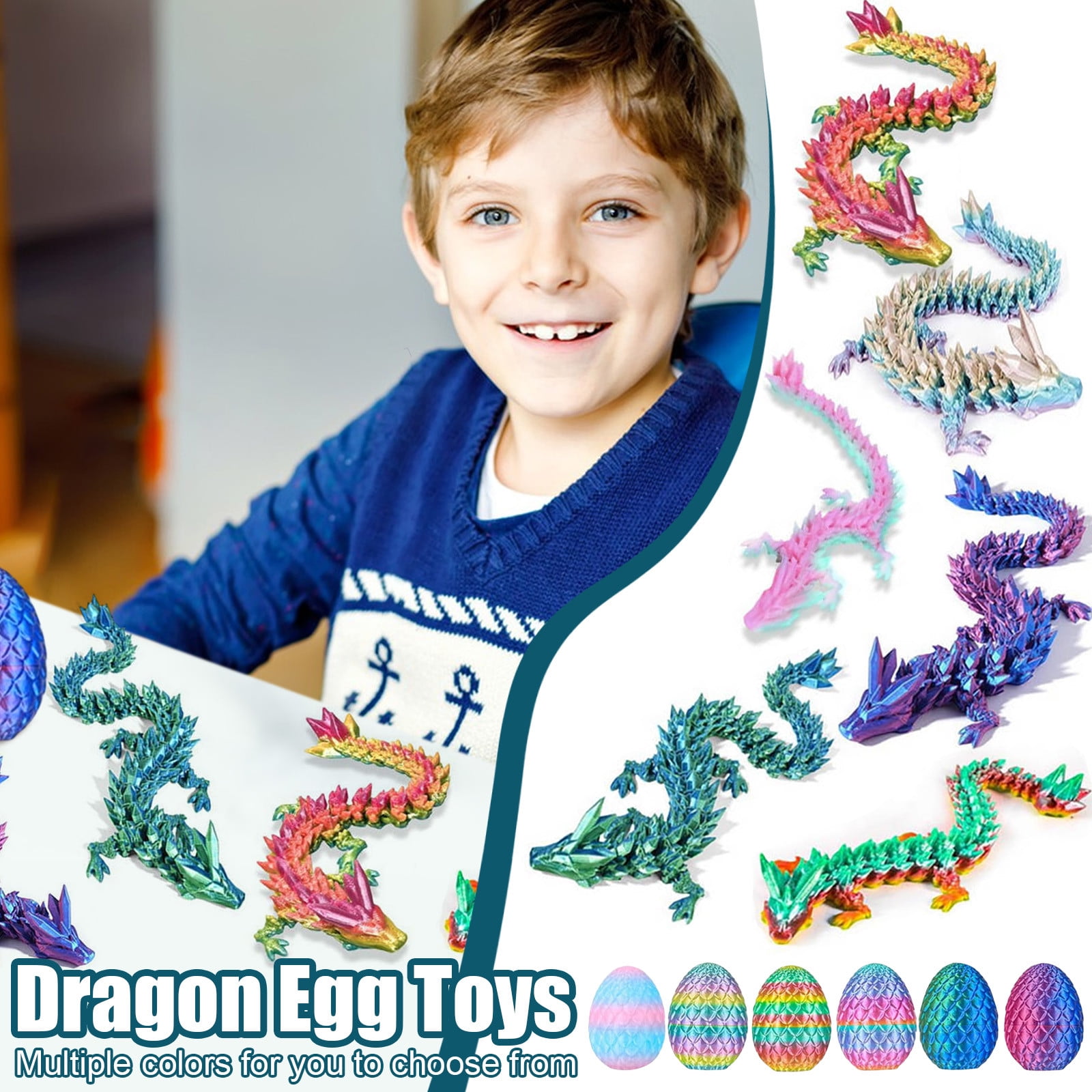 Dragon Egg 3D Printed Dragon Egg Articulated Dragon Crystal Dragon with ...
