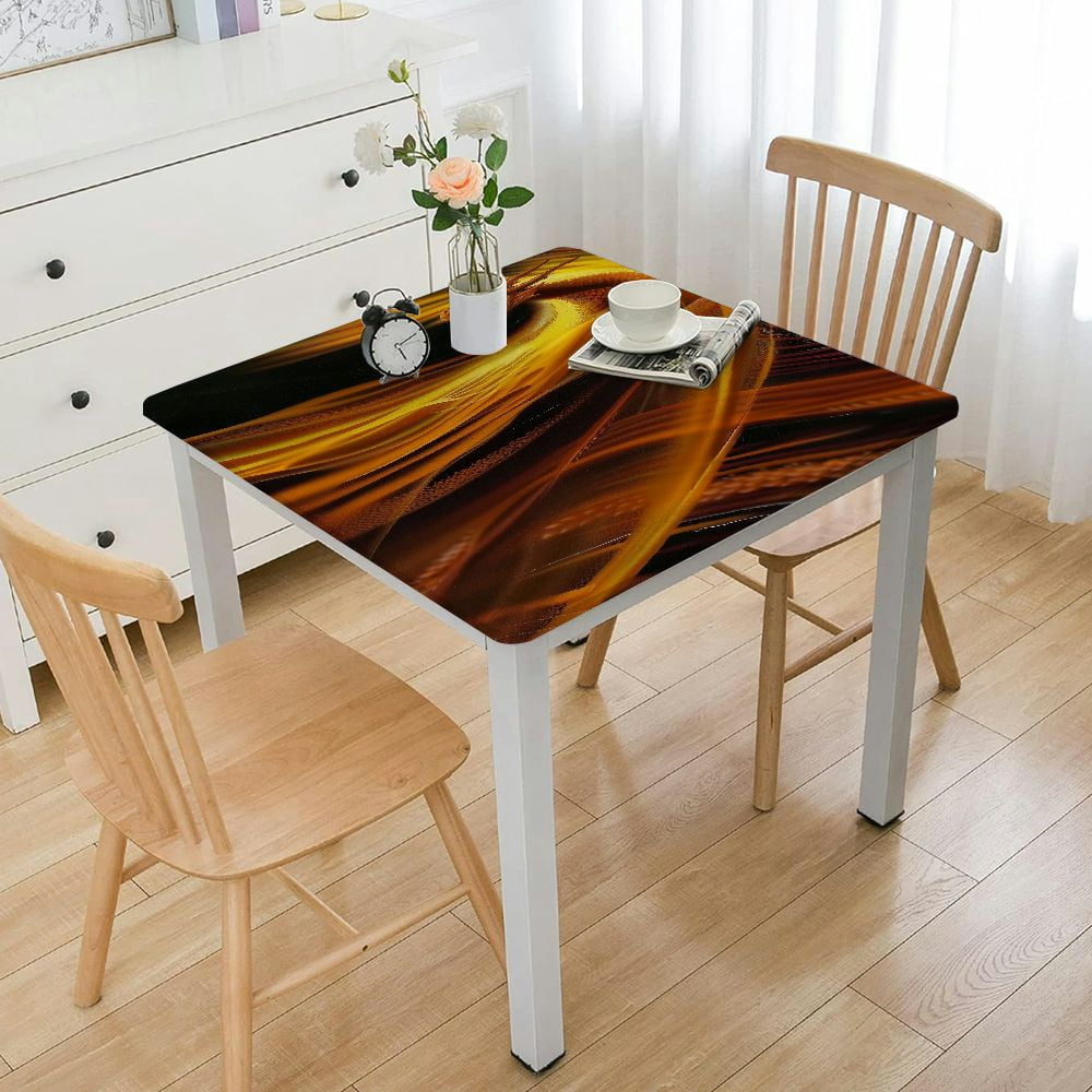 Dragon Elastic Edged Tablecloth, Legandary Gold Tricon Dragon on Dark ...