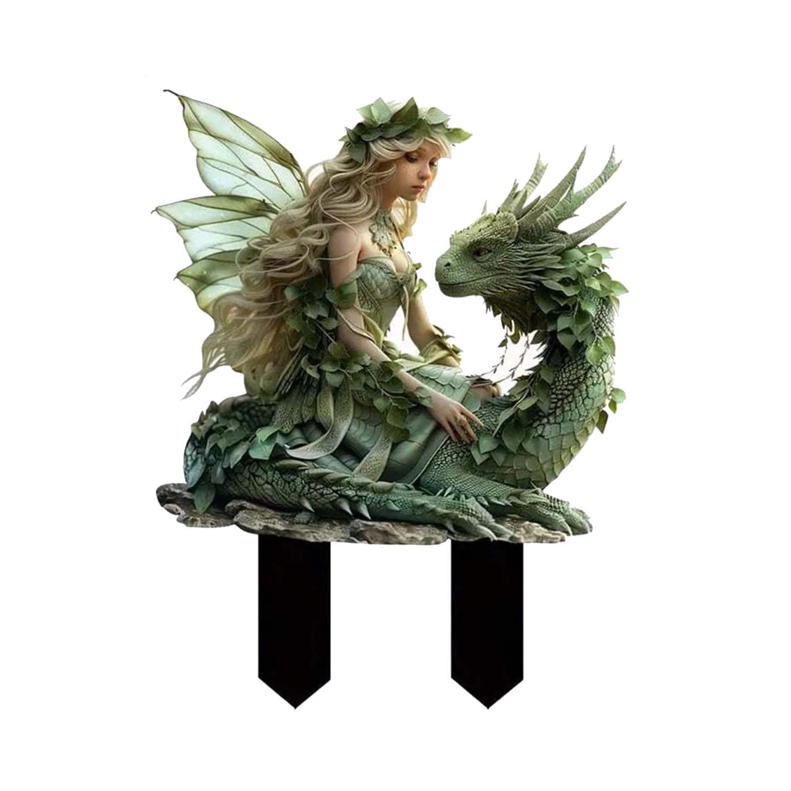 Dragon & Elf Fairy Garden Accessories - Flower Pot Decoration, Ground ...