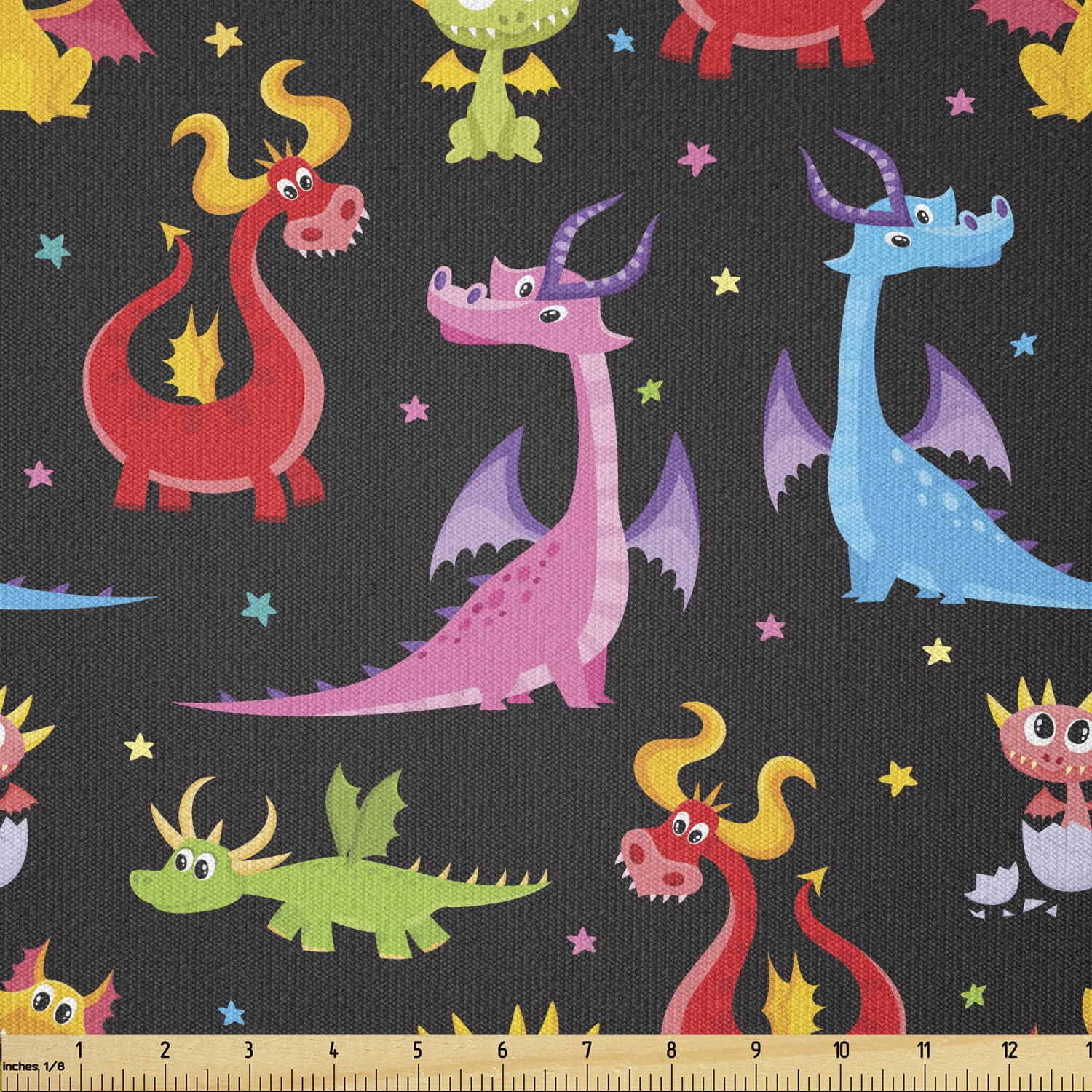Dragon Fabric by The Yard, Different Kinds of Colorful Comic Dragons on ...