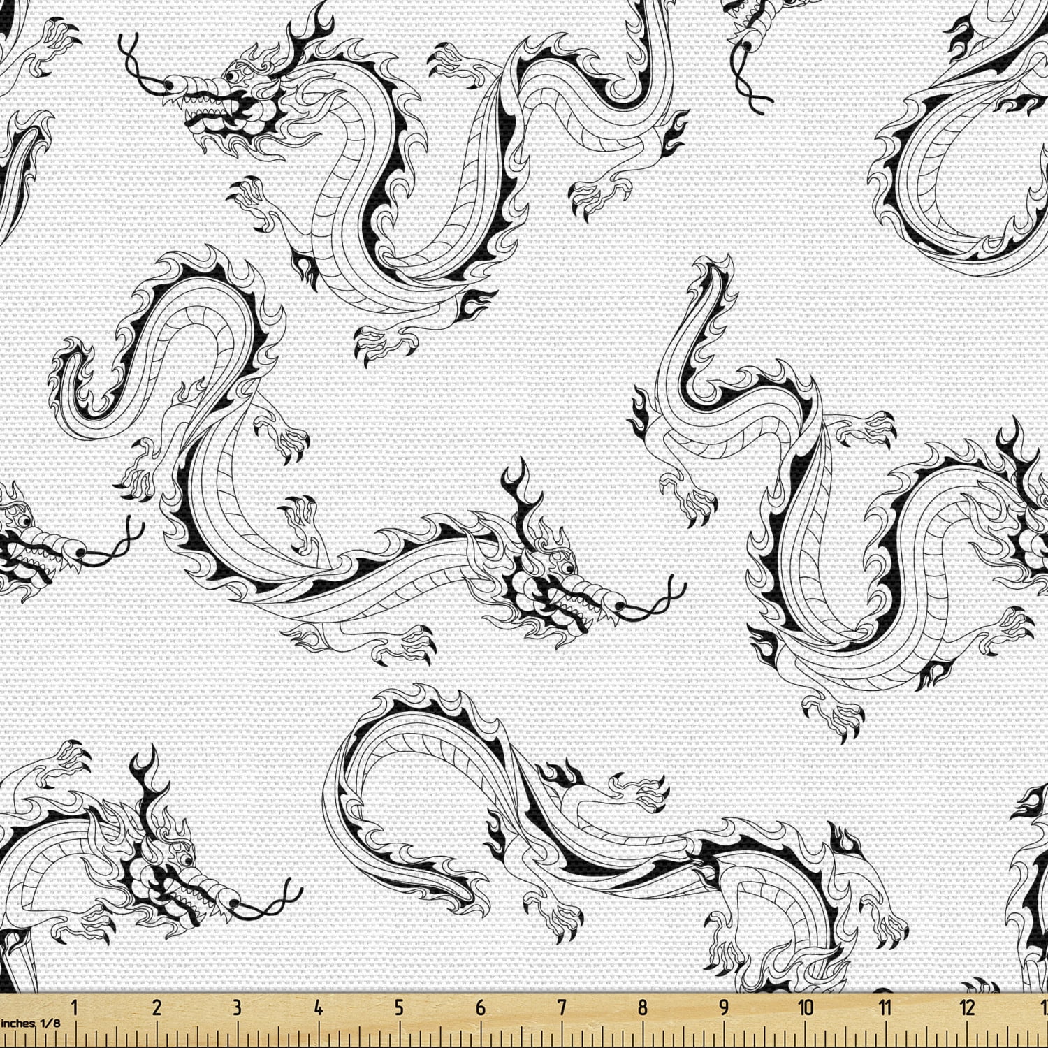Ambesonne Dragon Fabric by the Yard Upholstery, Long Creature Art, 1 ...