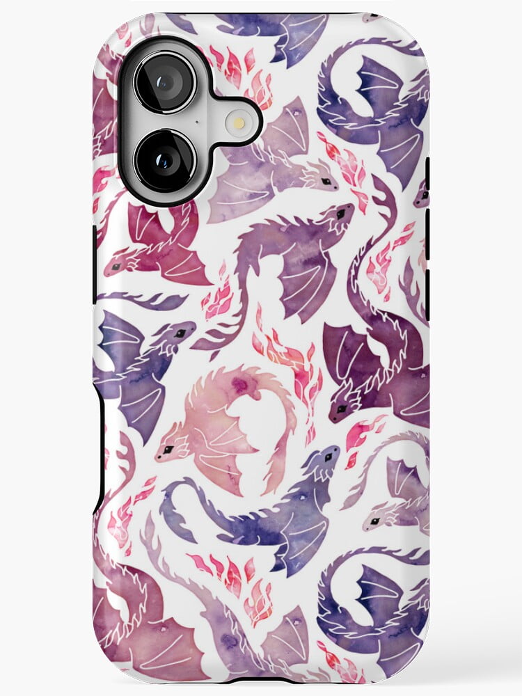 Dragon Fire Pink and Purple Phone Case for iPhone 17 16 15 14 13 12 11 ...