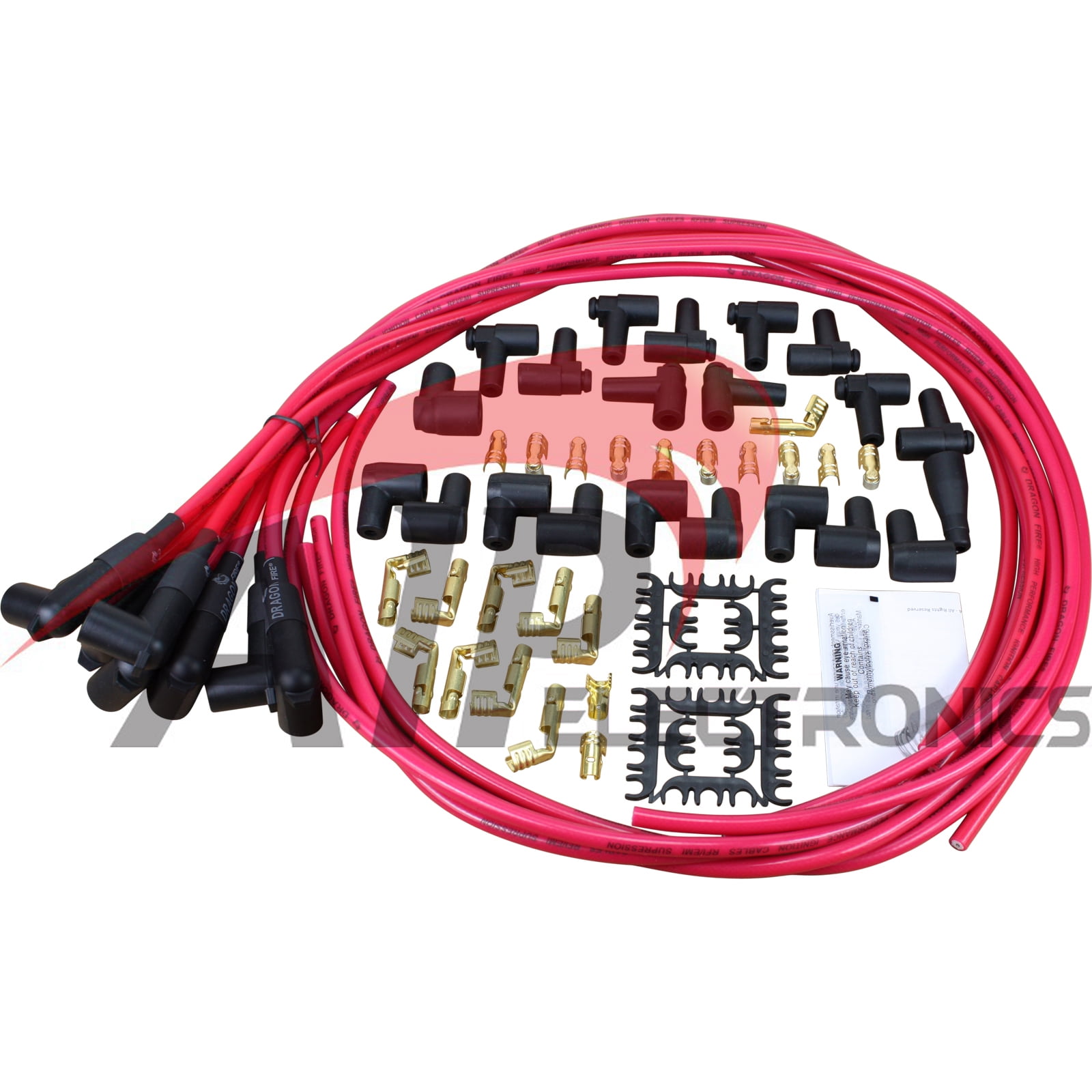 Dragon Fire Retro Race Series Transparent Red Universal Spark Plug Wire Set Compatible ...