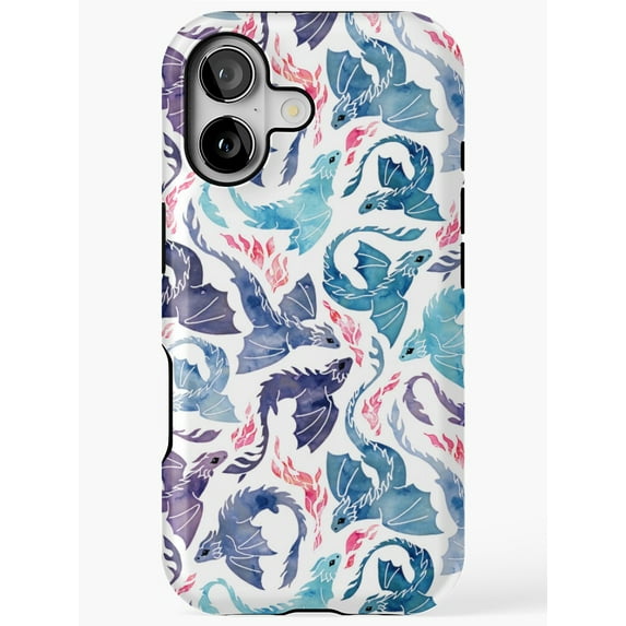 Dragon Fire Turquoise Purple Fantasy Creature Art Protective and ...