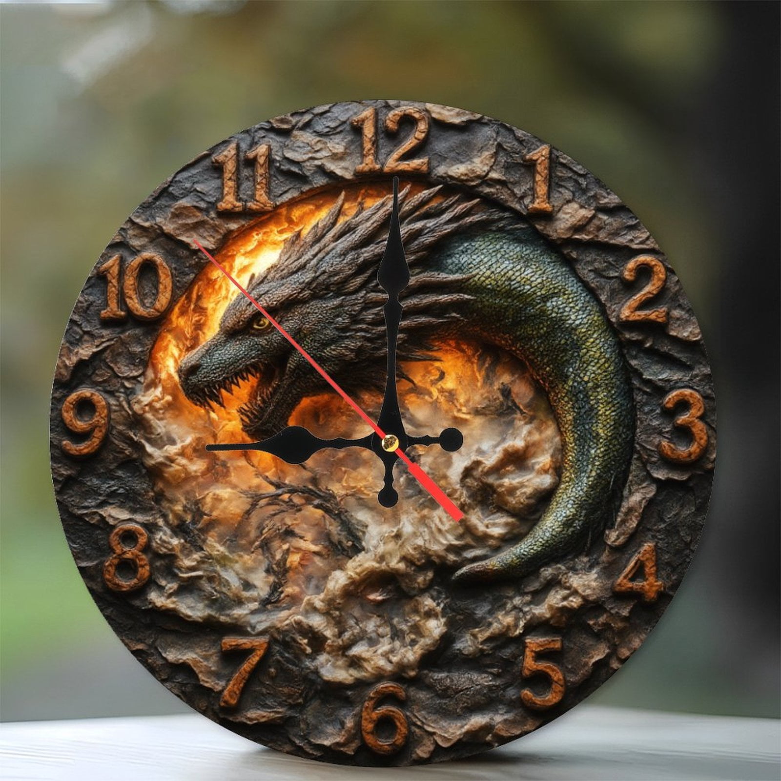 Dragon Fire Wall Clock Decorative Resin Crafts Home Decor 10-Inch ...