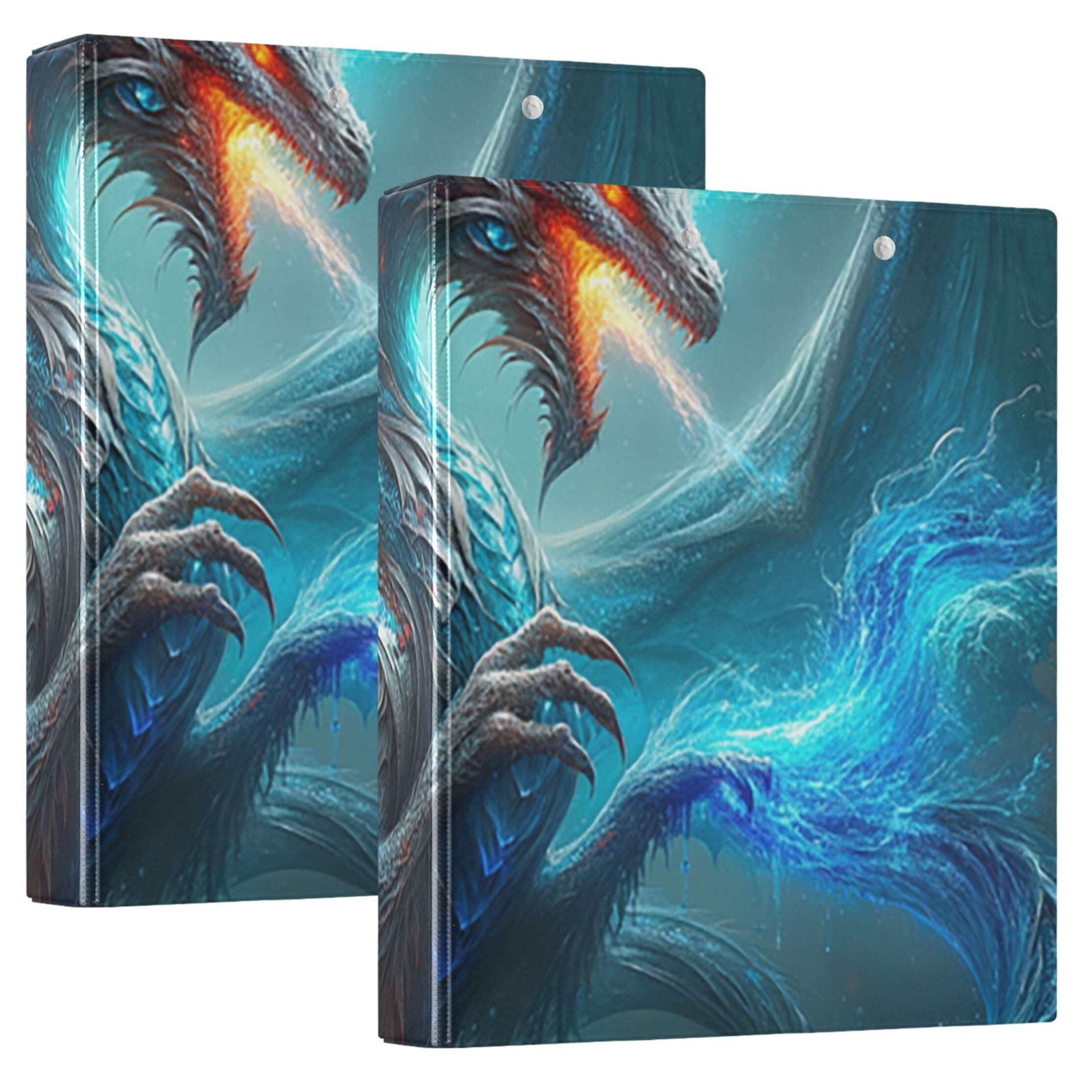 Dragon Fire and Water 3 Ring Binders 1.5 inch Hardcover File Folders ...