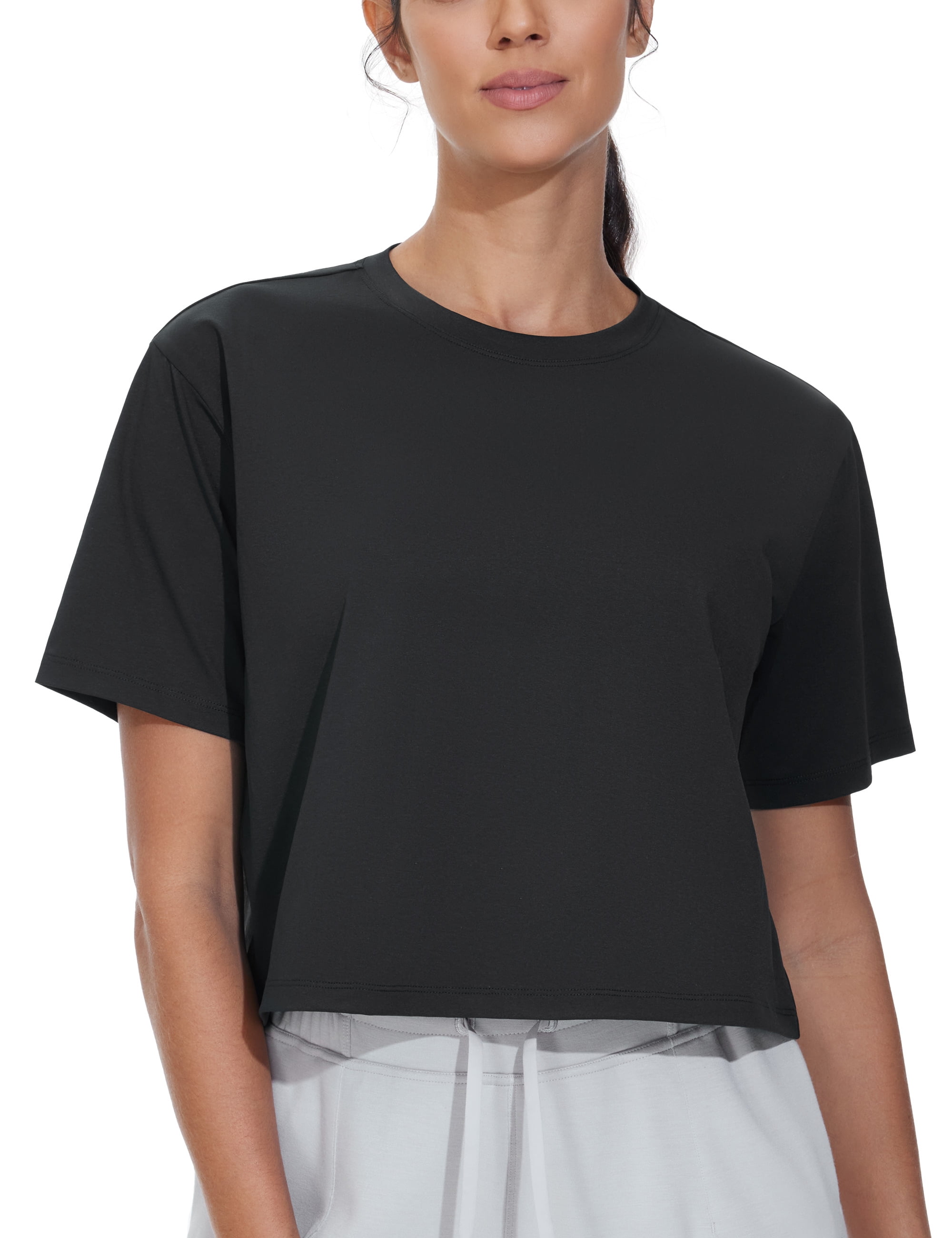 Dragon Fit Workout Crop Tops for Women Short Sleeve Athletic T-Shirt ...