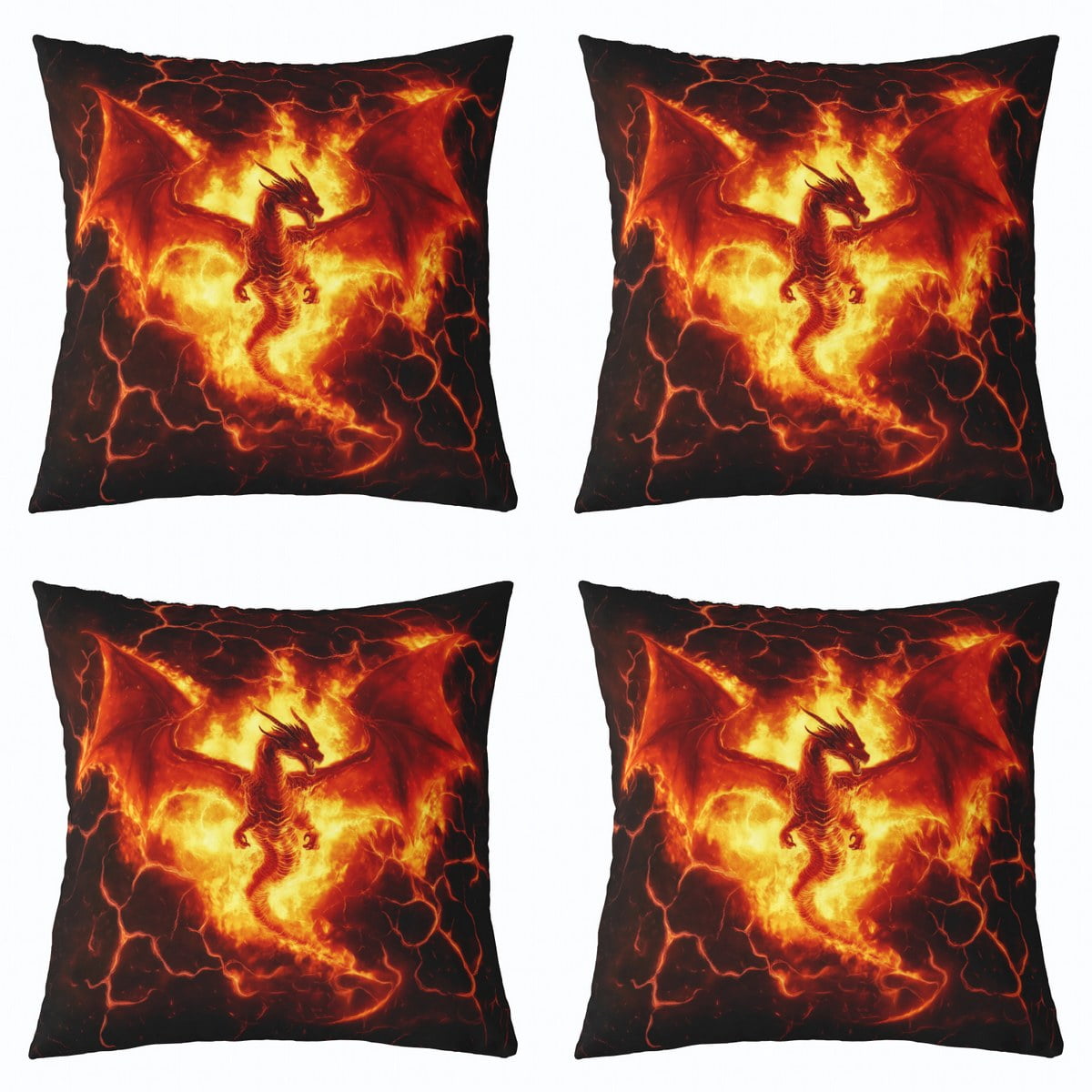 Dragon Flame Pillow Case Covers Double Sides,Mystic Western Animal ...