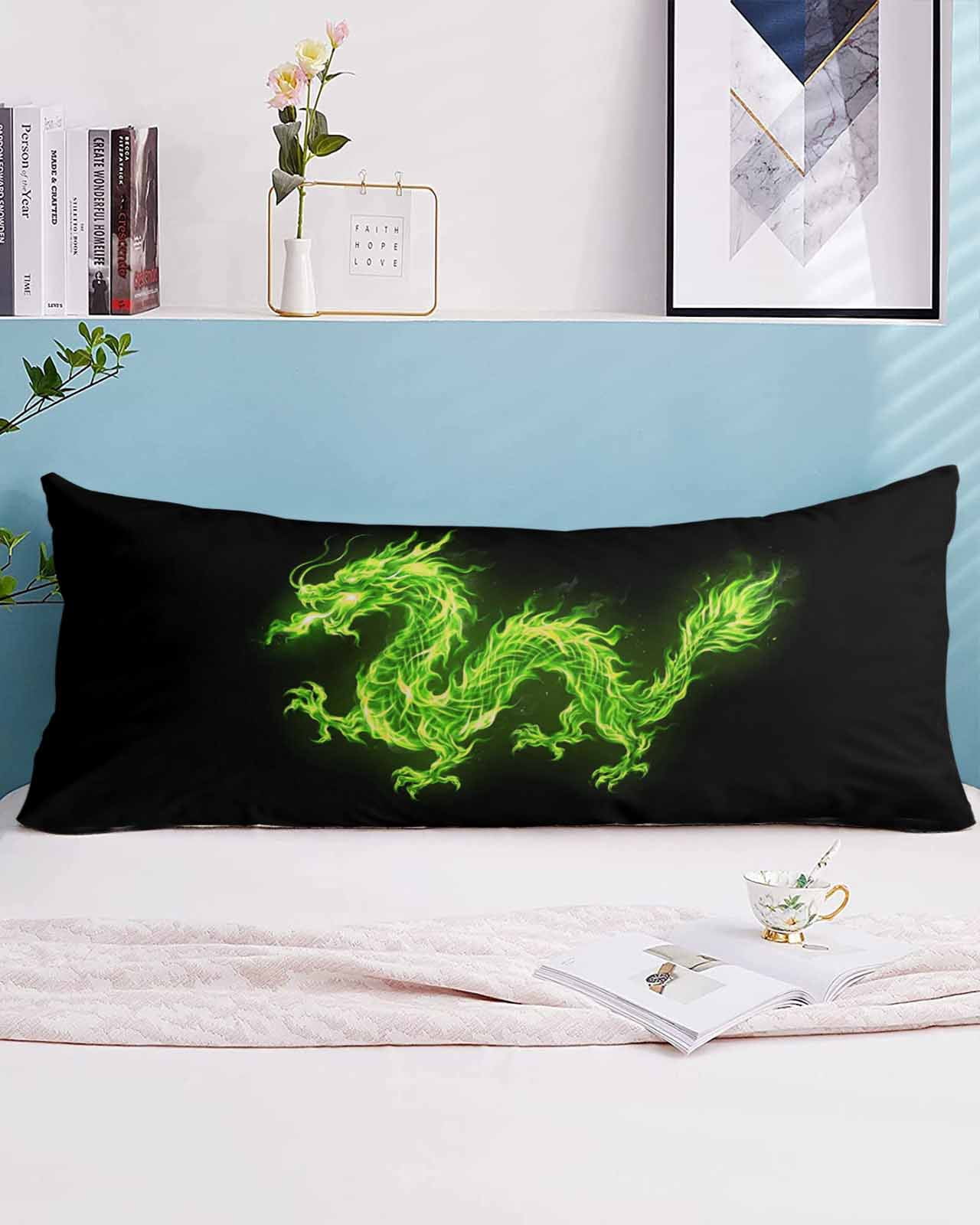 Dragon Flames Body Pillow Case Cover - Microfiber Bed Throw Pillow ...