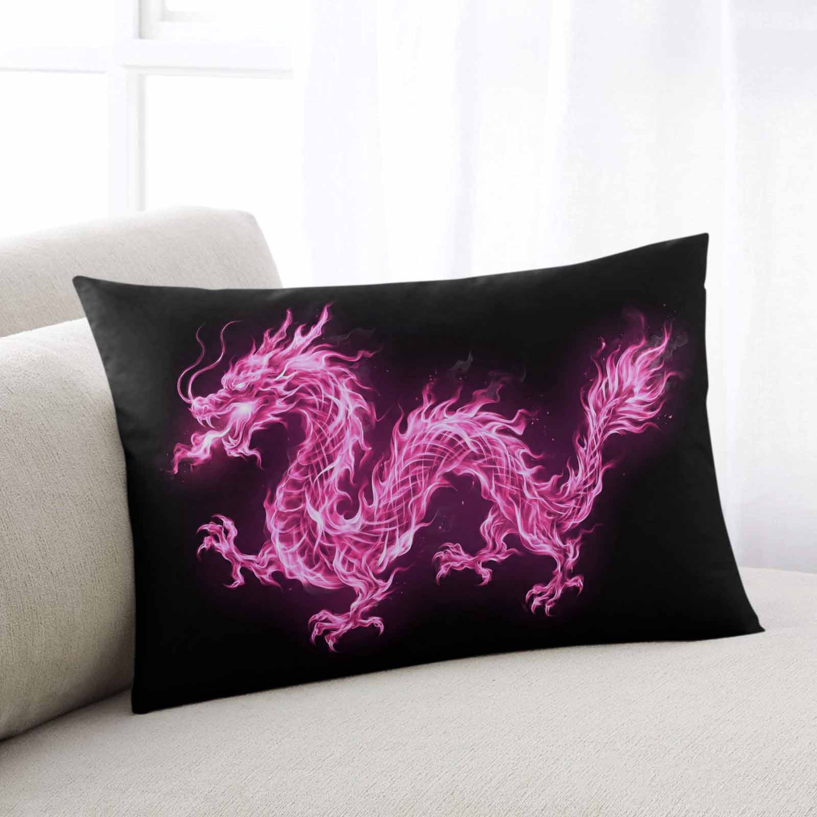 Dragon Flames Throw Pillow Covers, Purple Dragons Abstract Modern Art ...