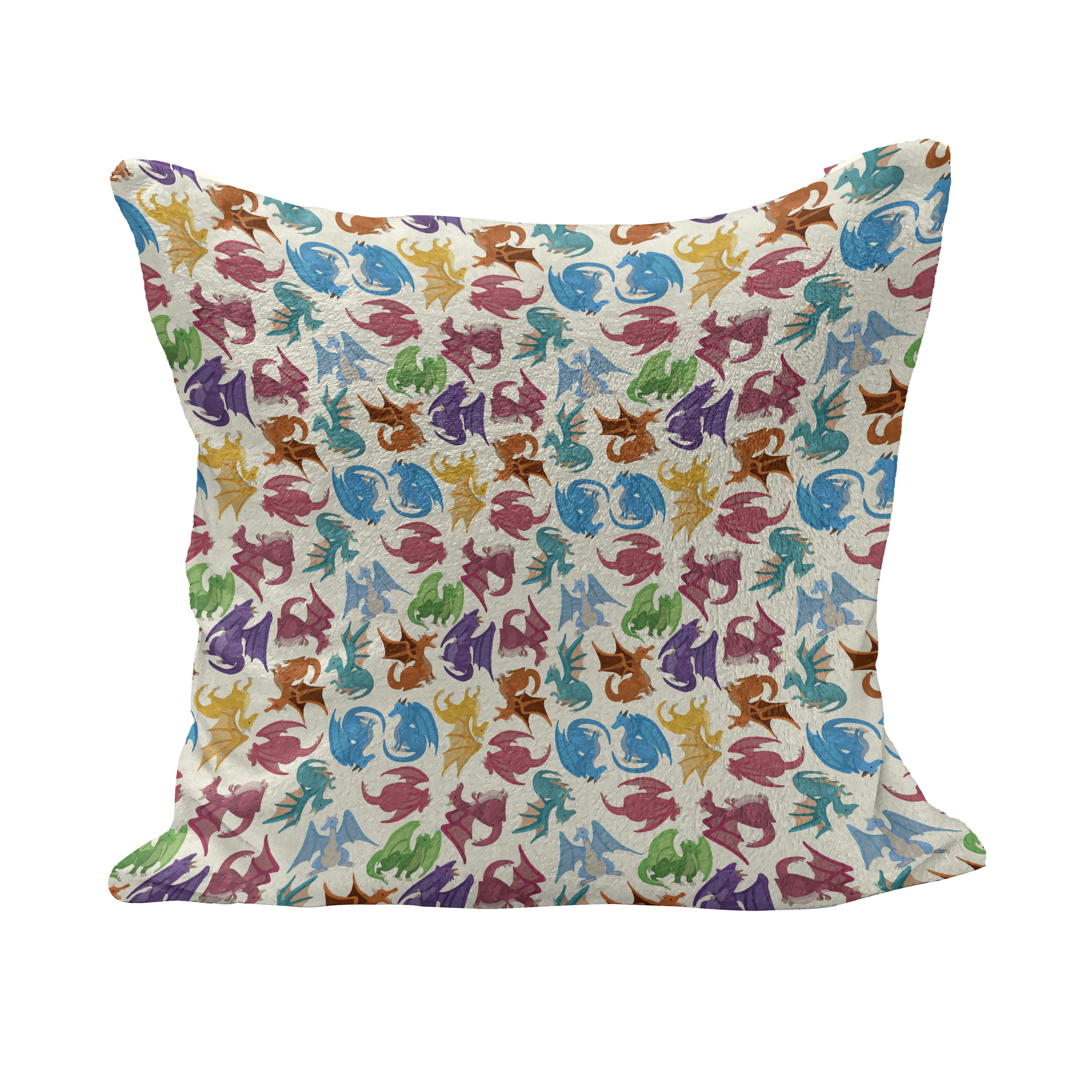 Dragon Fluffy Throw Pillow Cushion Cover, Cartoon Style Design for ...
