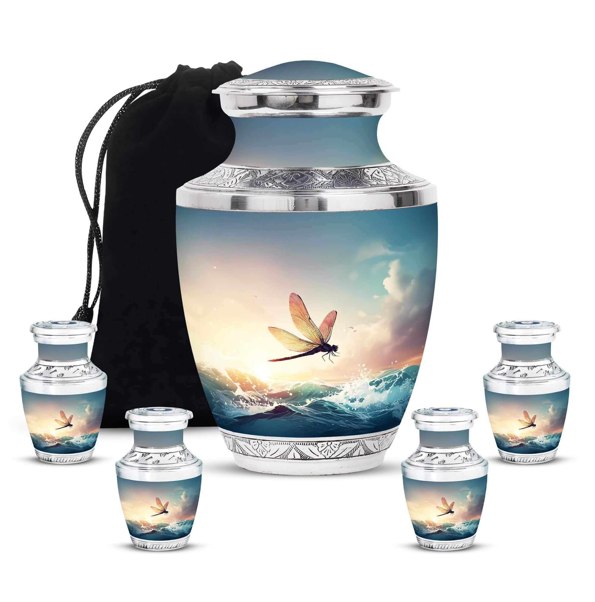 Dragon Fly Adult Cremation Funeral Urn for Human Ashes, Keepsake ...